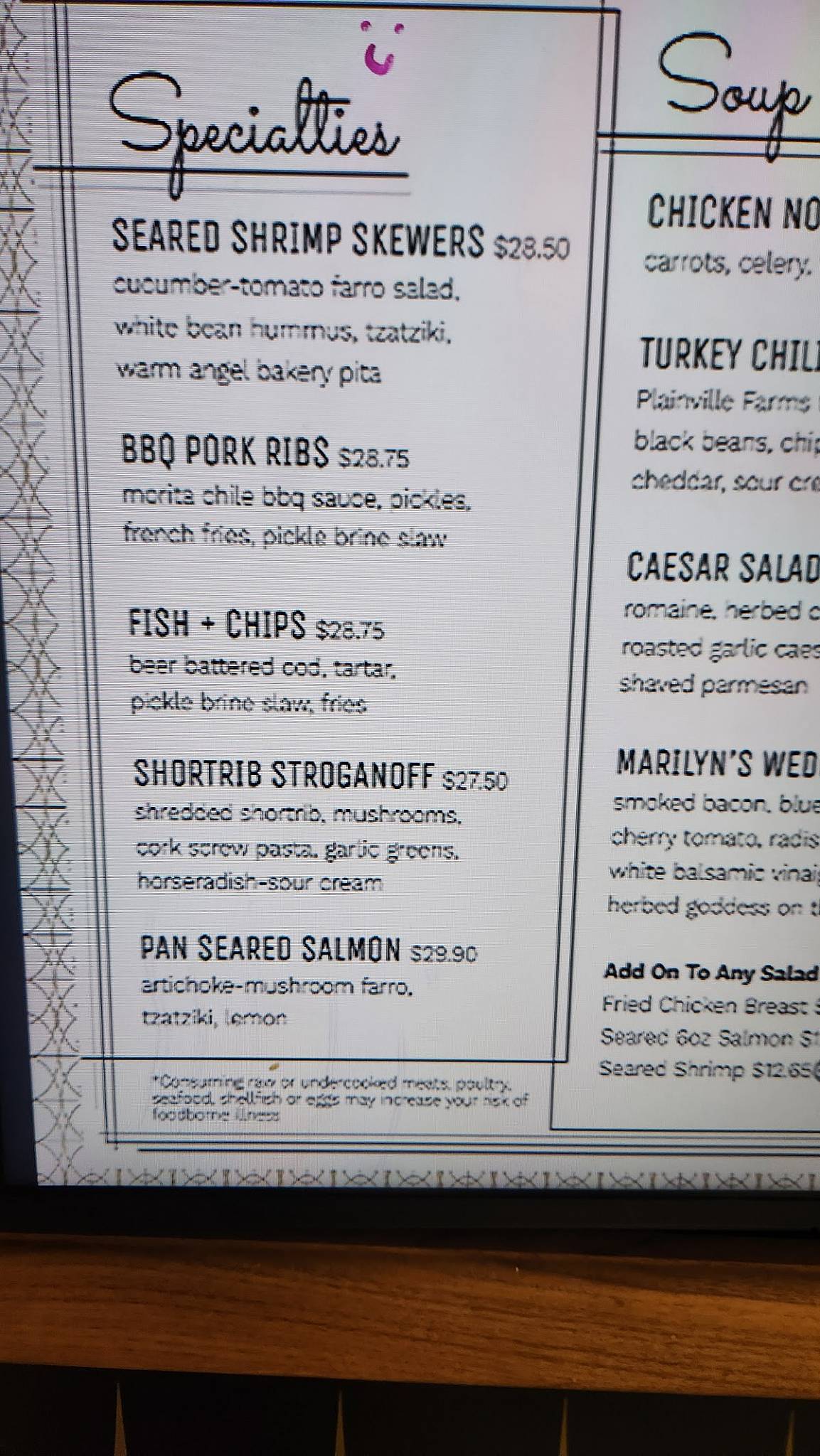 Menu at Bud & Marilyn's restaurant, Philadelphia, Essington Ave