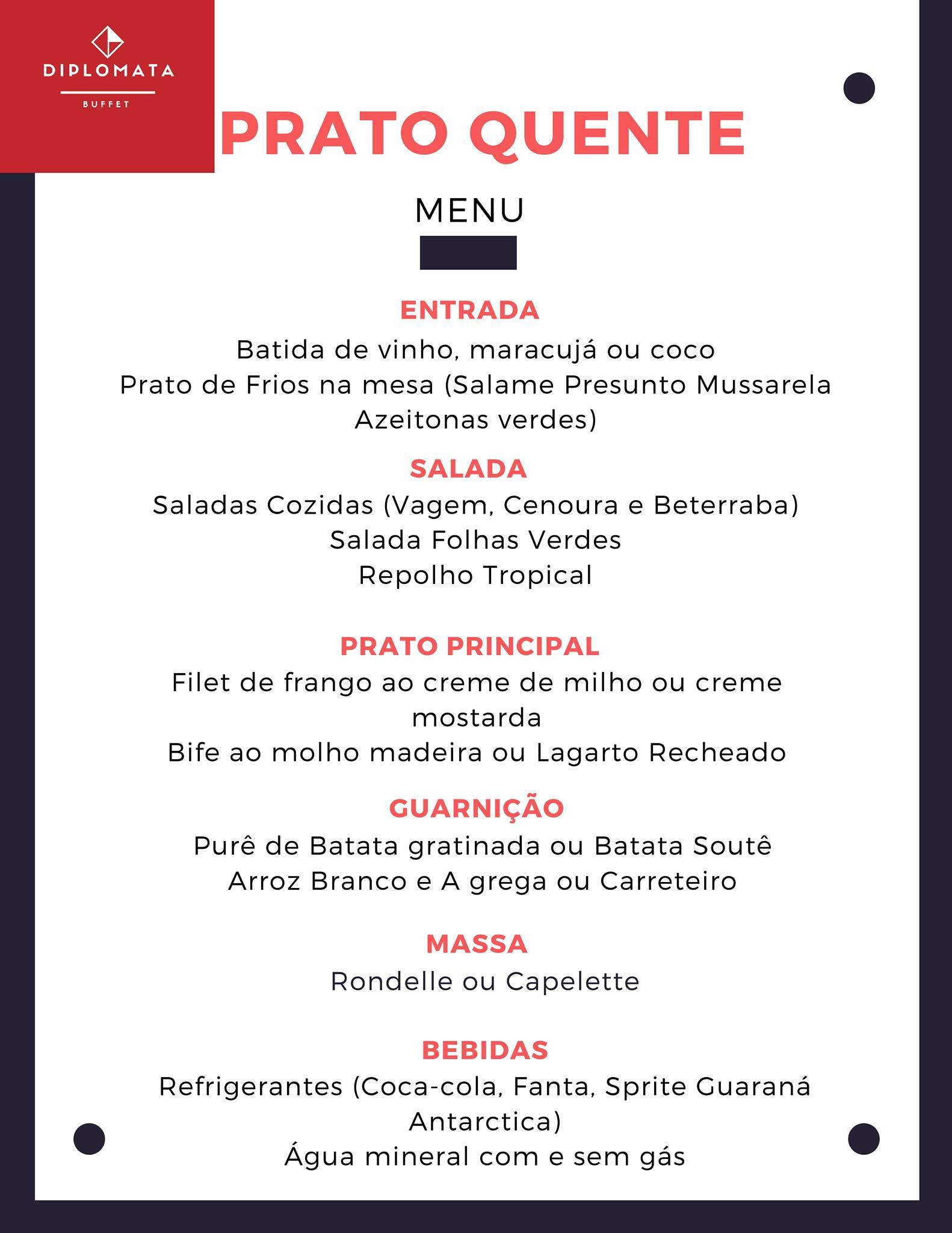 Menu em Buffet Diplomata restaurante, Londrina