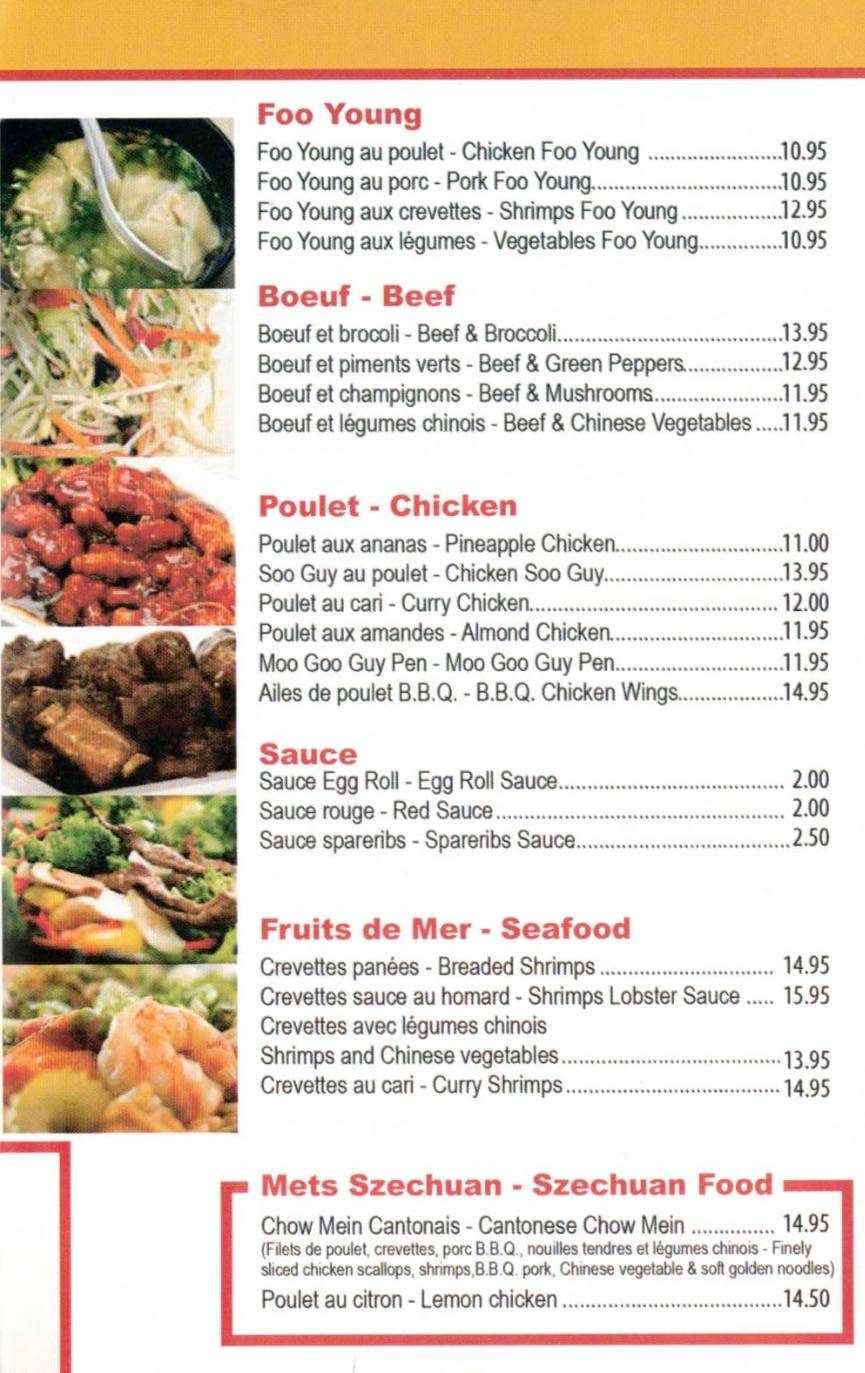 Menu au Buffet Maison Lim restaurant, Repentigny