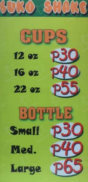 Menu at Buko-Juan restaurant, Makati, King's Court I