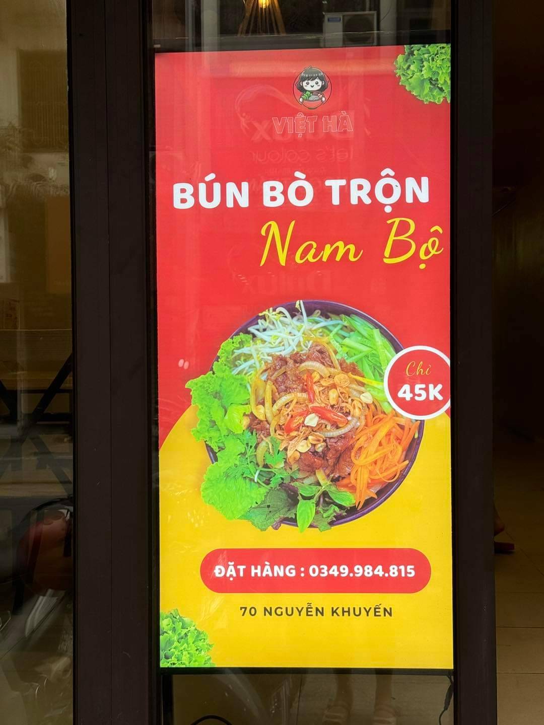Menu at Bún Bò Trộn Nam Bộ Việt Hà, Hanoi