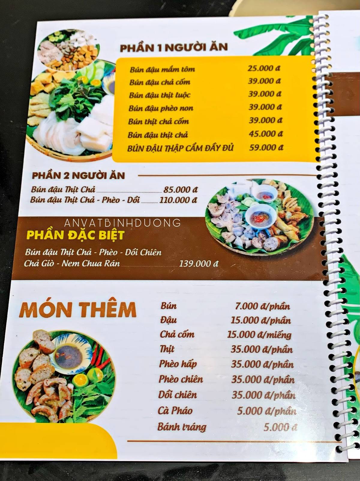 Menu at Bún Đậu Bờm restaurant, Thu Dau Mot, 796 Đ. Cách Mạng Tháng Tám