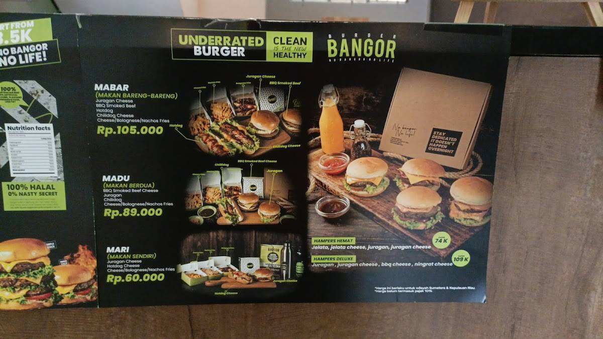 Menu at Burger Bangor Pasir Putih restaurant, Batam