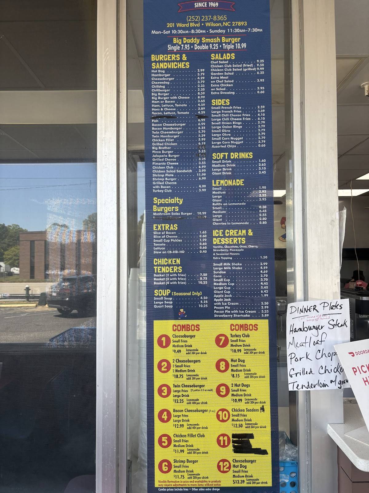 Menu at Burger Boy restaurant, Wilson, 201 Ward Blvd