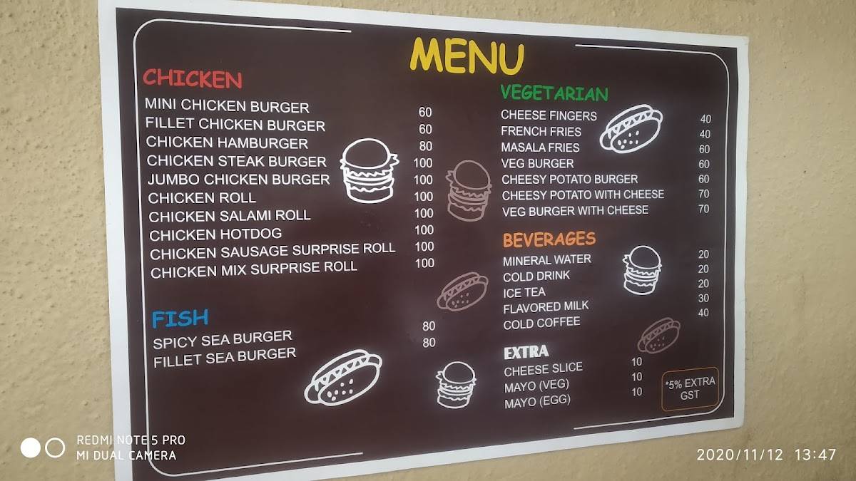 Menu at Burger - Camp Branch, Pune