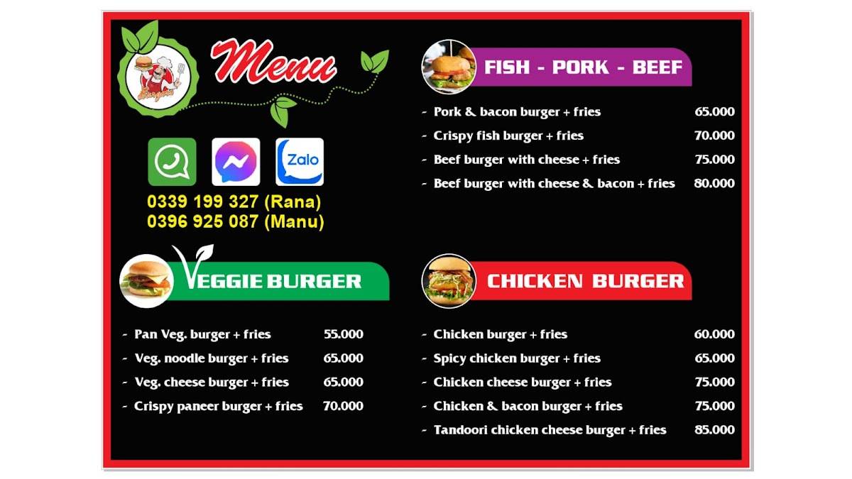 Menu at The Burger Hut Mui Ne restaurant, Phan Thiet