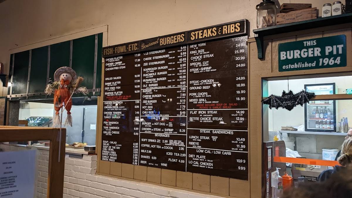 Menu at Burger Pit restaurant, San Jose