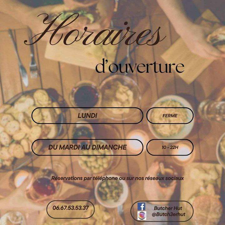 Menu at Butcher Hut restaurant, Beaumont-lès-Valence