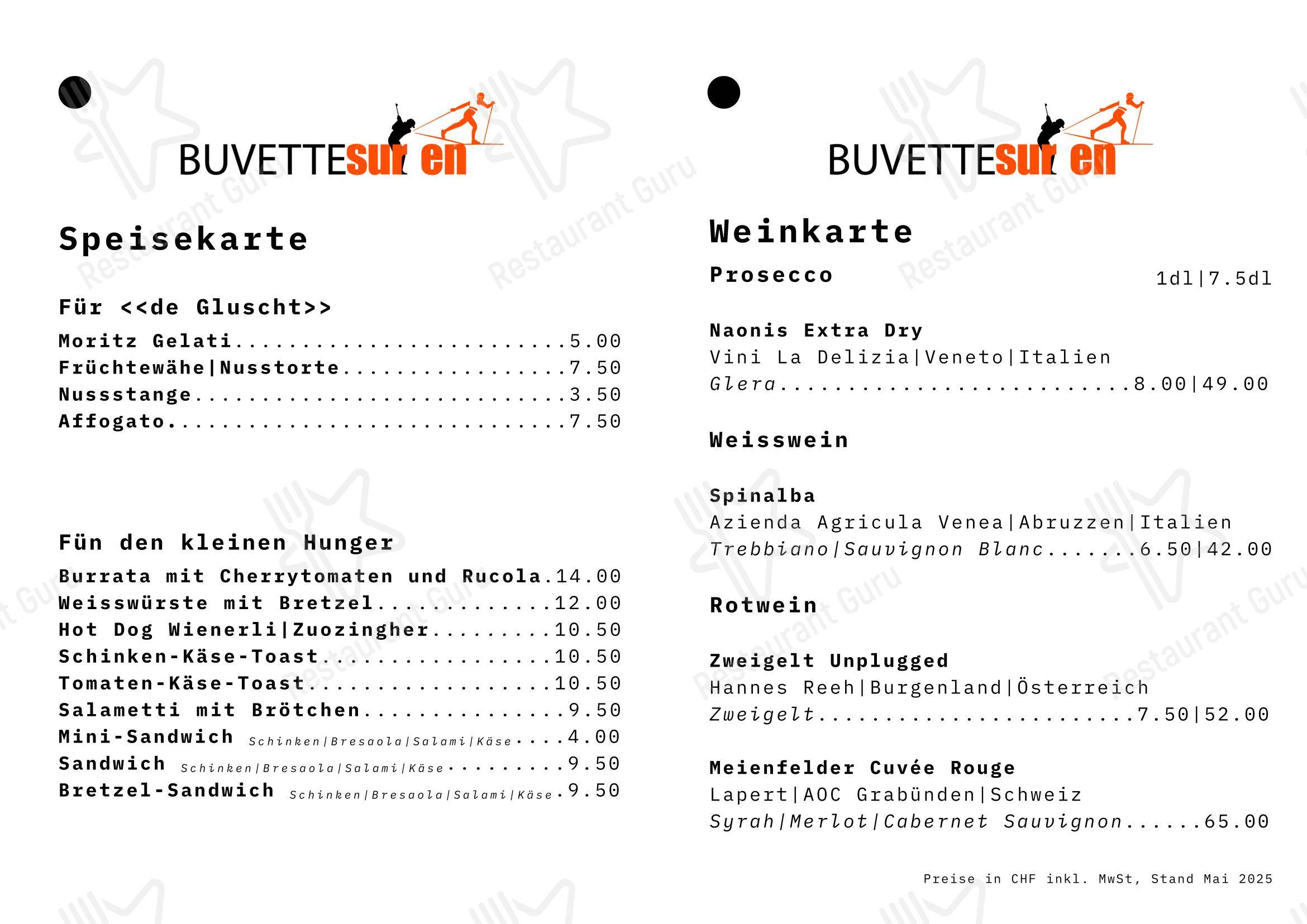 Menu au Buvette, Zuoz