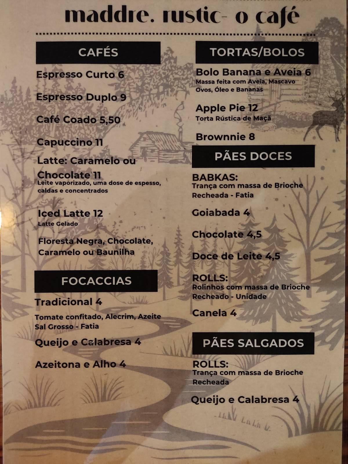 Menu at CABANA, Teresópolis