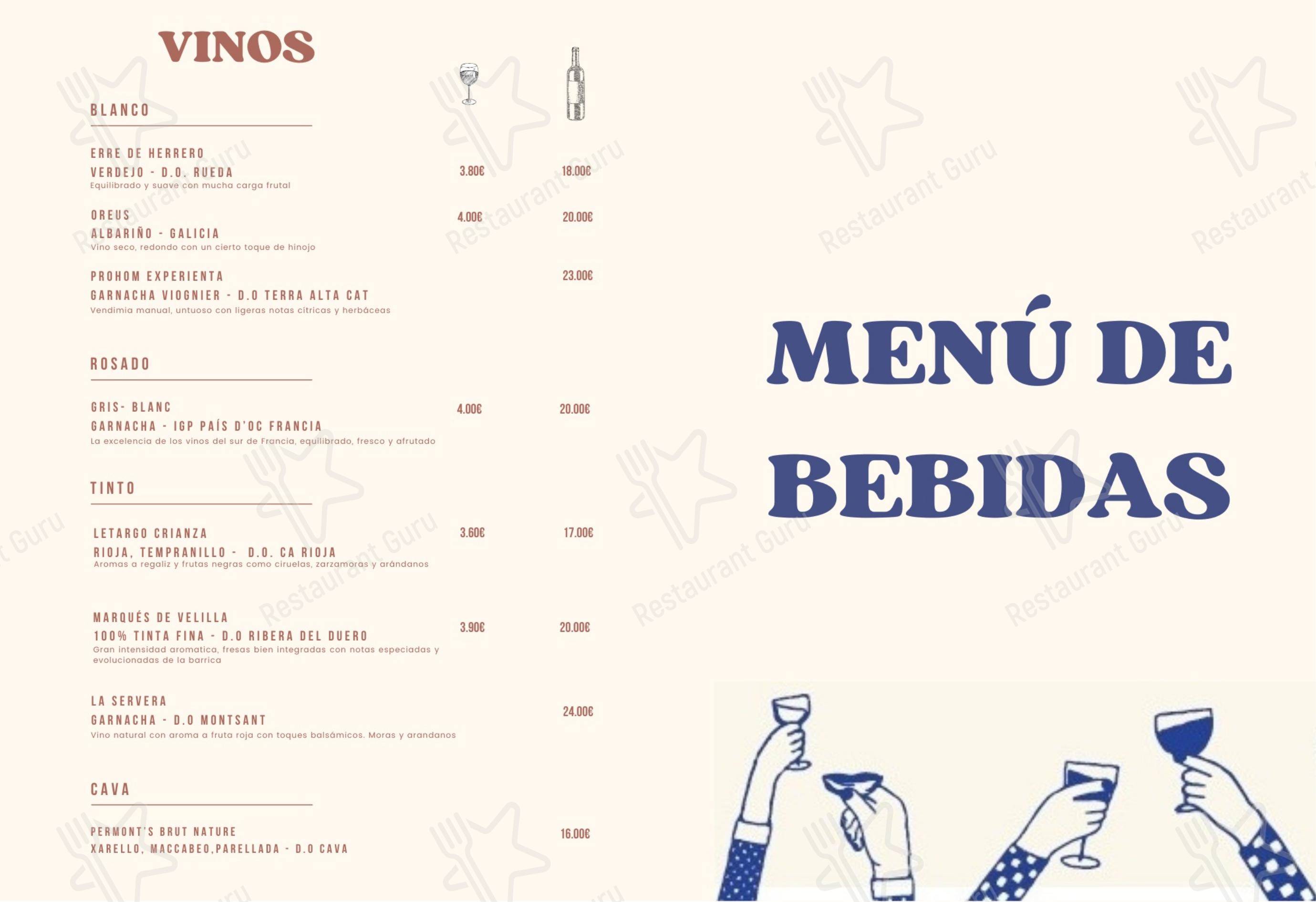 Carta de CONTIGO Bar & Restaurante, Barcelona