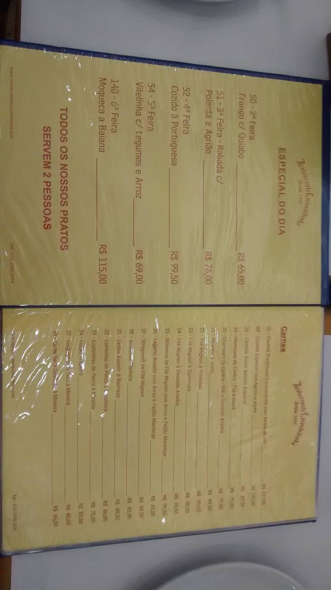 Menu em COSTELA DO BECO restaurante, Rio de Janeiro