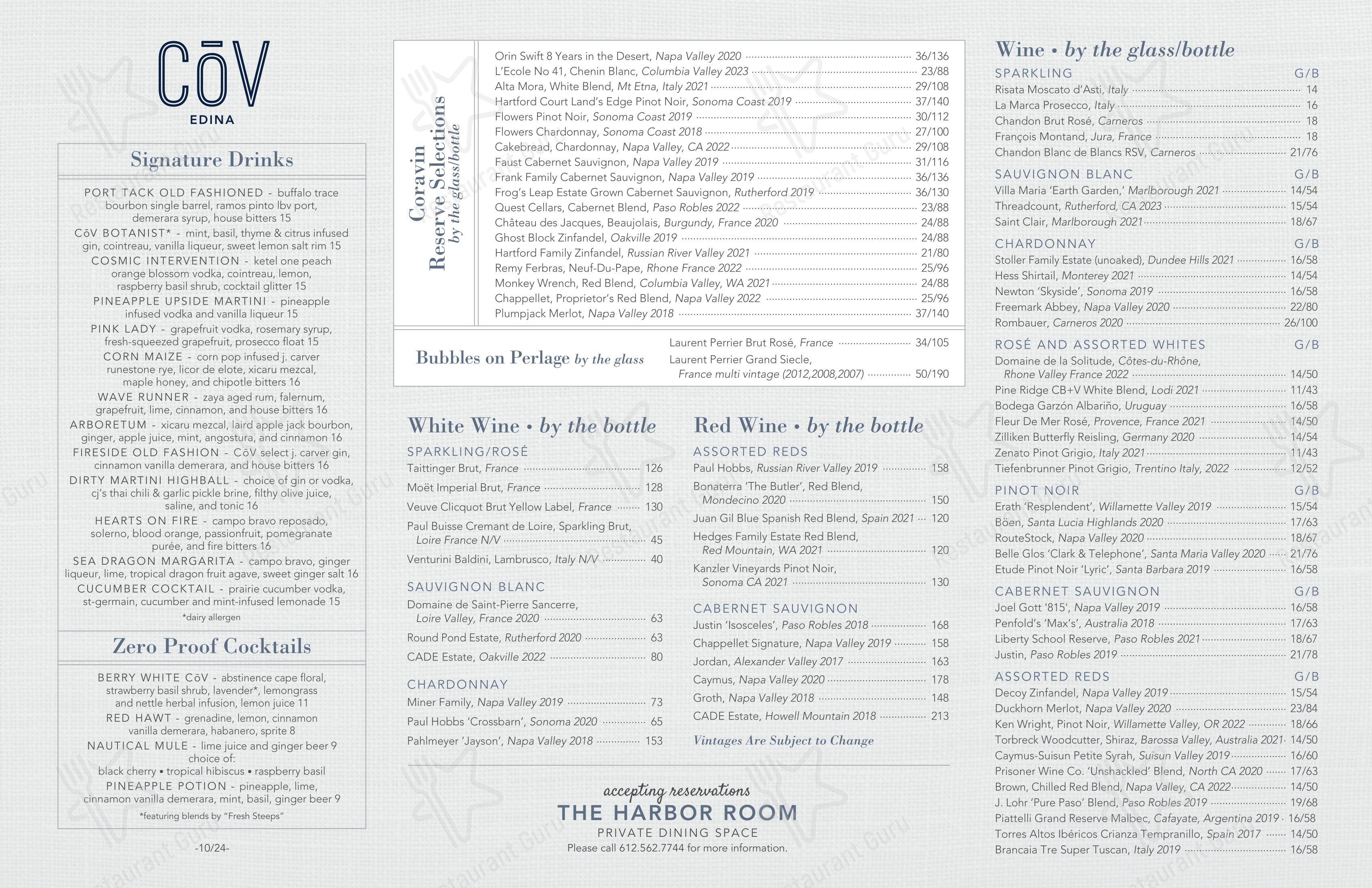 Menu at COV Edina pub & bar, Edina