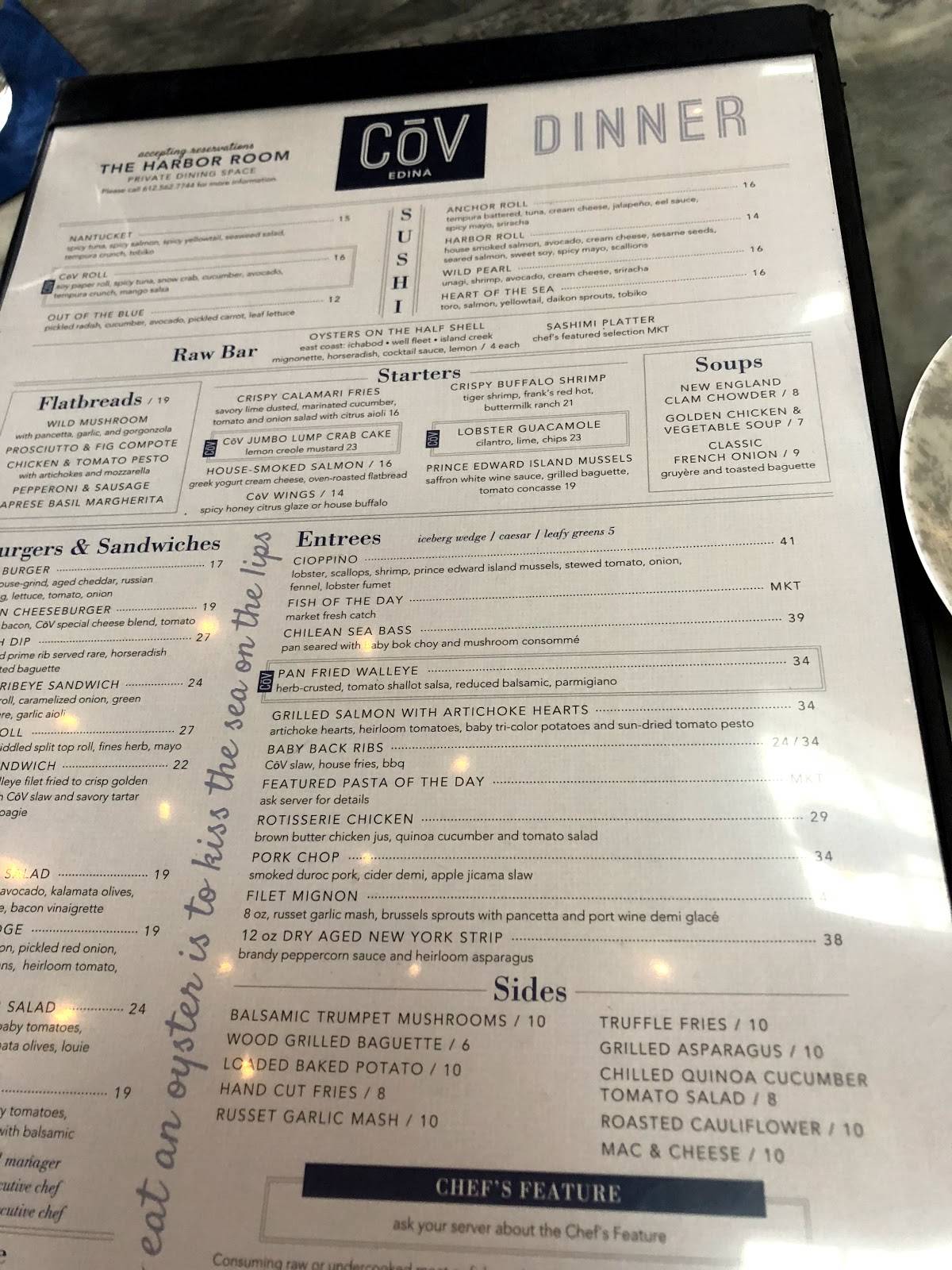 Menu at COV Edina pub & bar, Edina
