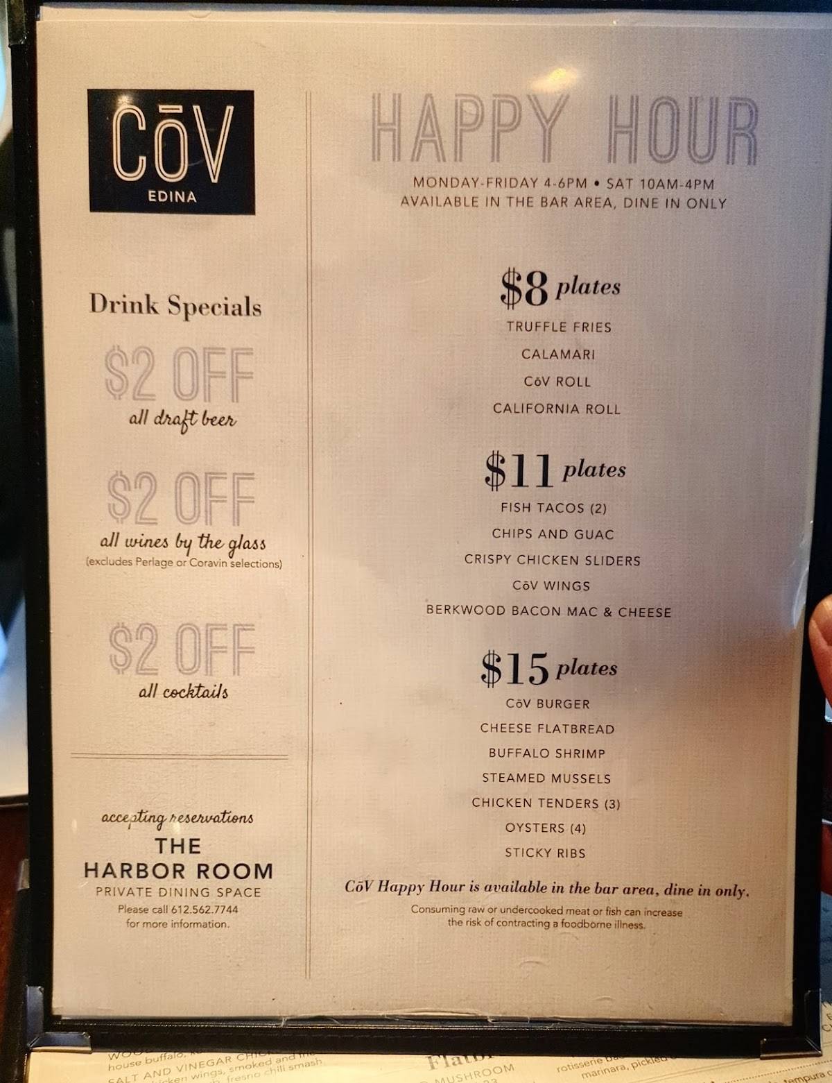 Menu at COV Edina pub & bar, Edina