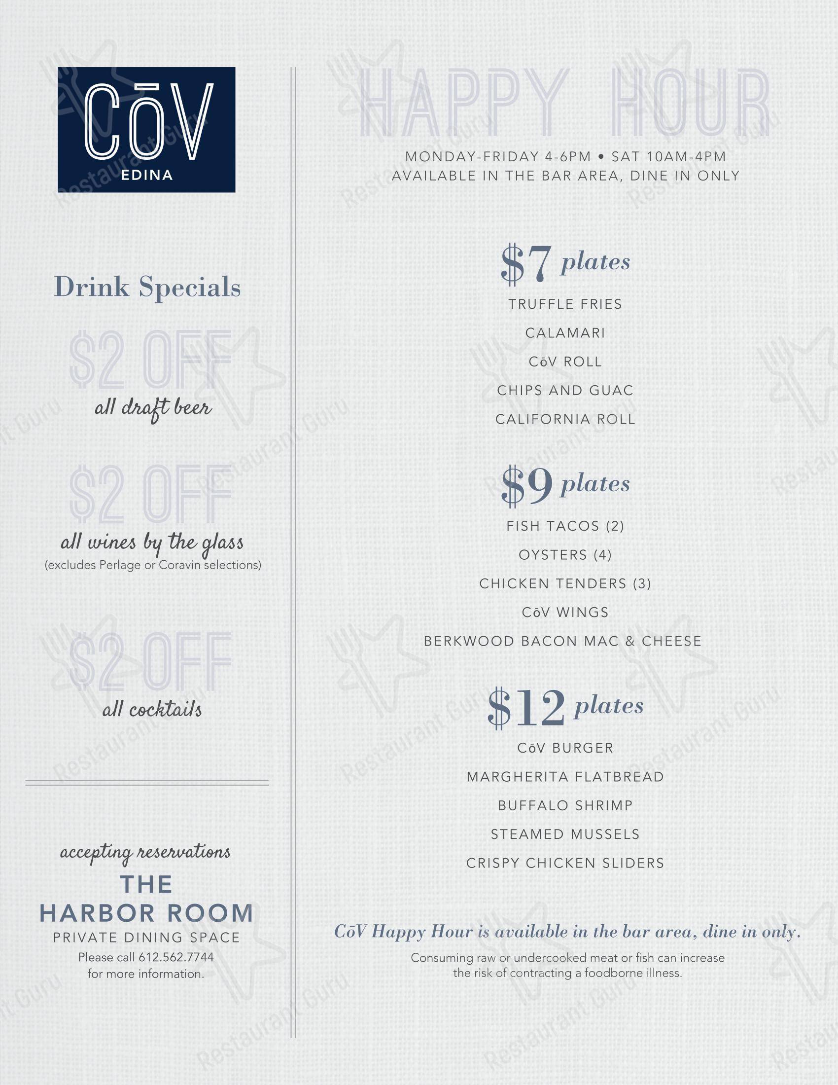 Menu at COV Edina pub & bar, Edina