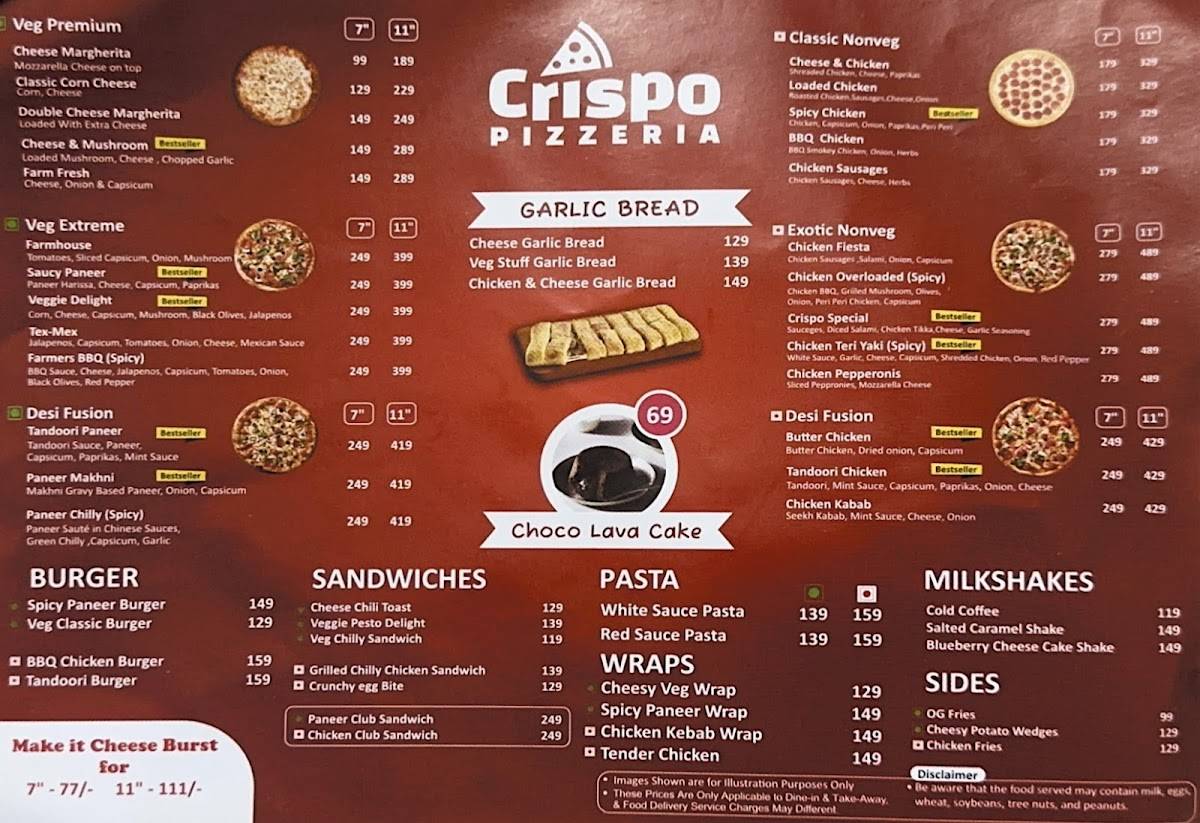 Menu at CRISPO PIZZERIA, Ratnagiri