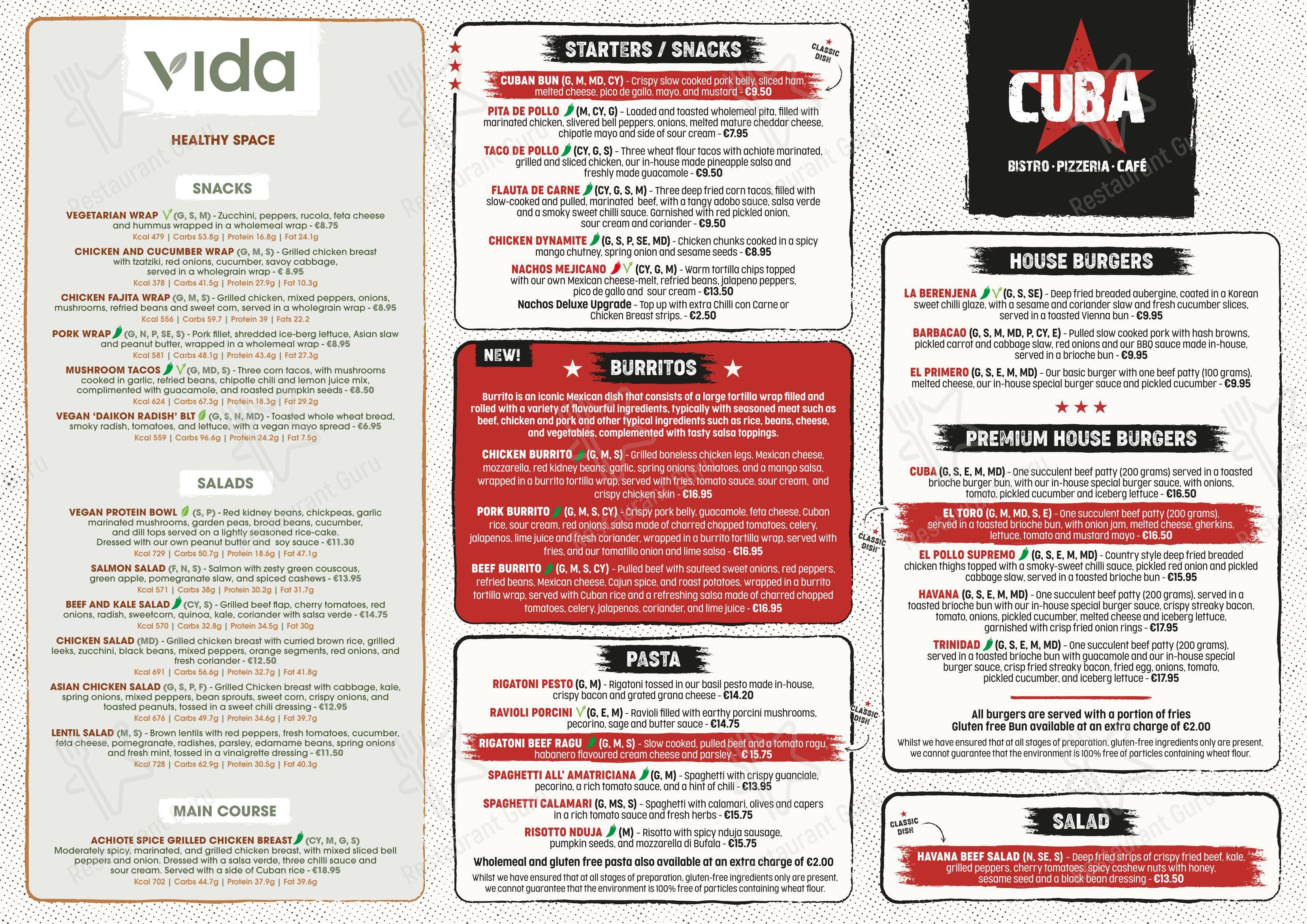 Menu at CUBA Restaurant, Shoreline Mall, Kalkara, Kalkara