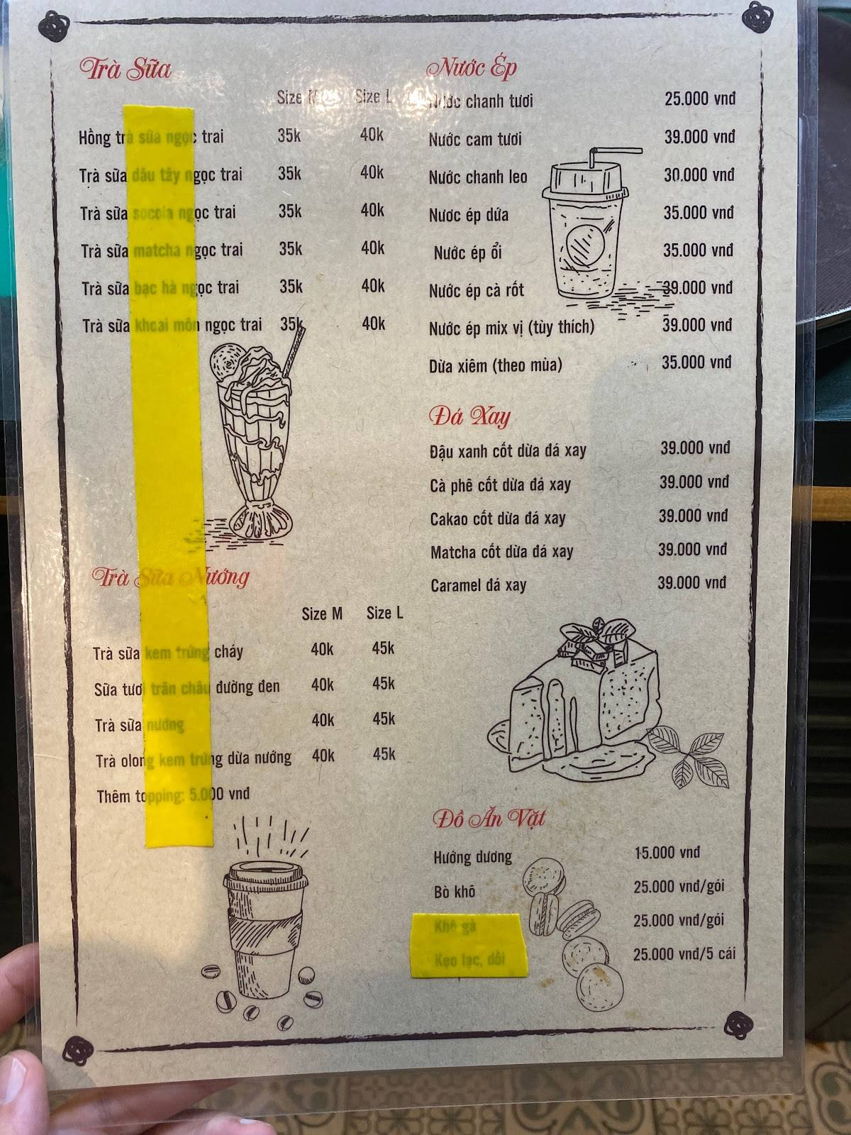 Menu at Cà phê Bao Cấp - cơ sở Việt Trì, Việt Trì