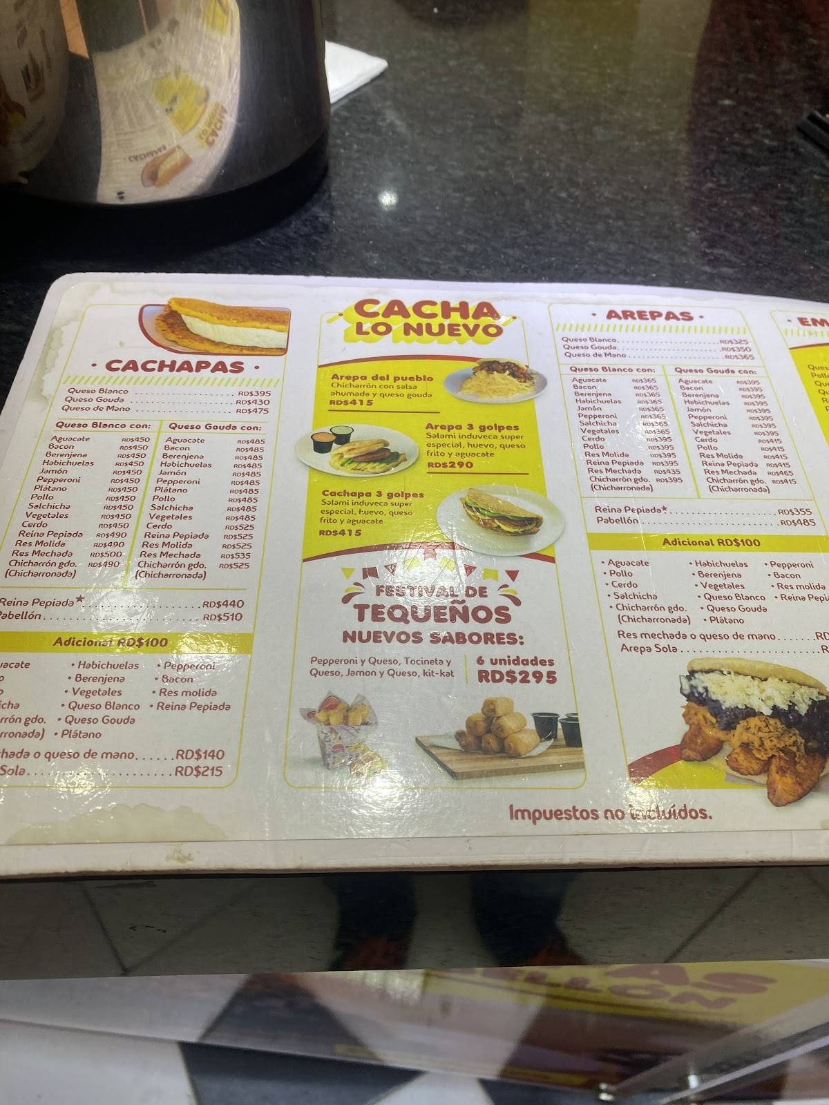 Carta del restaurante CachArepa, Santo Domingo, Av. José Núñez del Cáceres