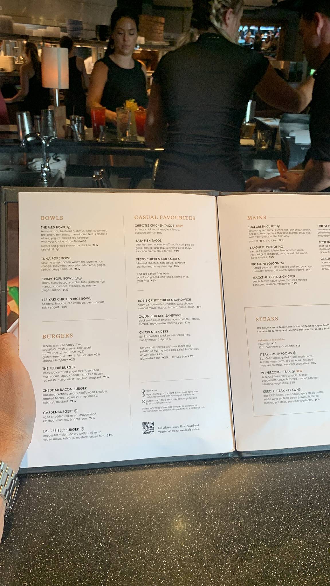 Menu at Cactus Club Cafe, Nanaimo