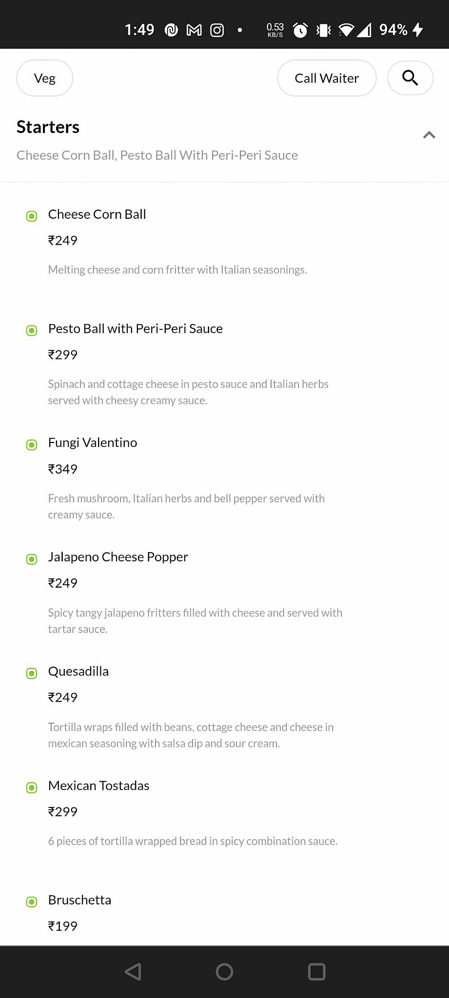 Menu at 18.19 Cafe' Lounge, Surat