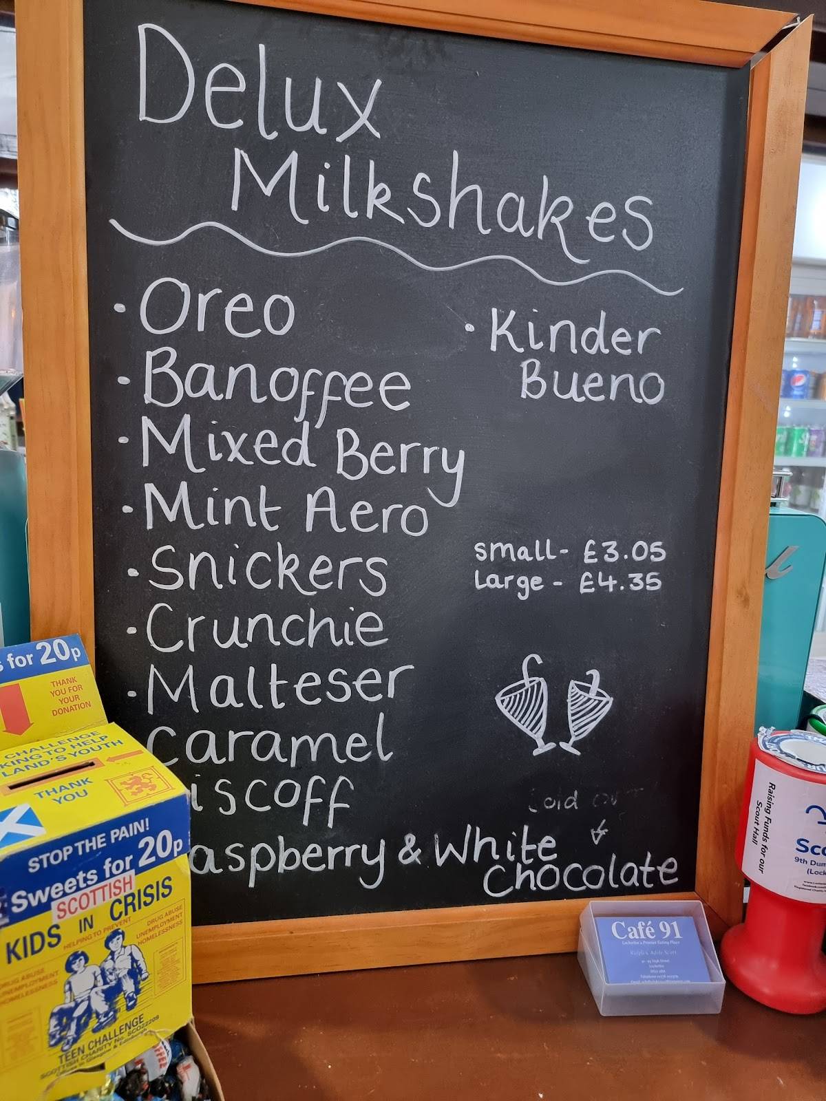 Menu at Cafe 91, Lockerbie