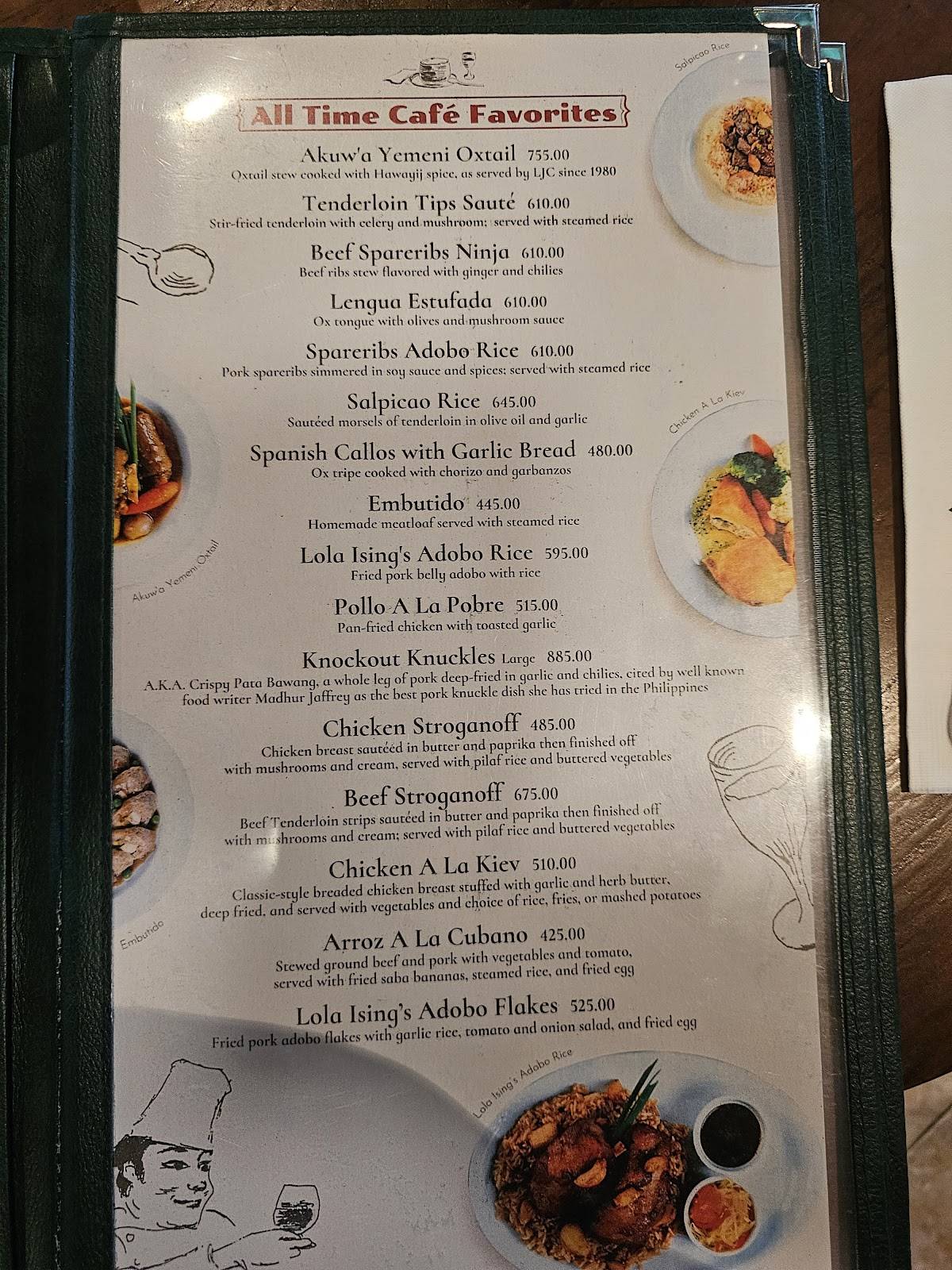 Menu at Cafe Adriatico, Manila, Adriatico St