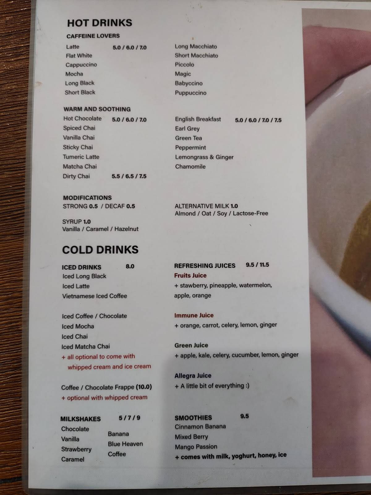 Menu at Allegra Cafe, Carrum Downs