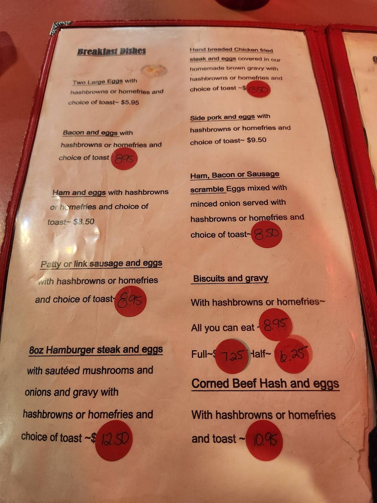 Menu at Annie's Cafe, Butte