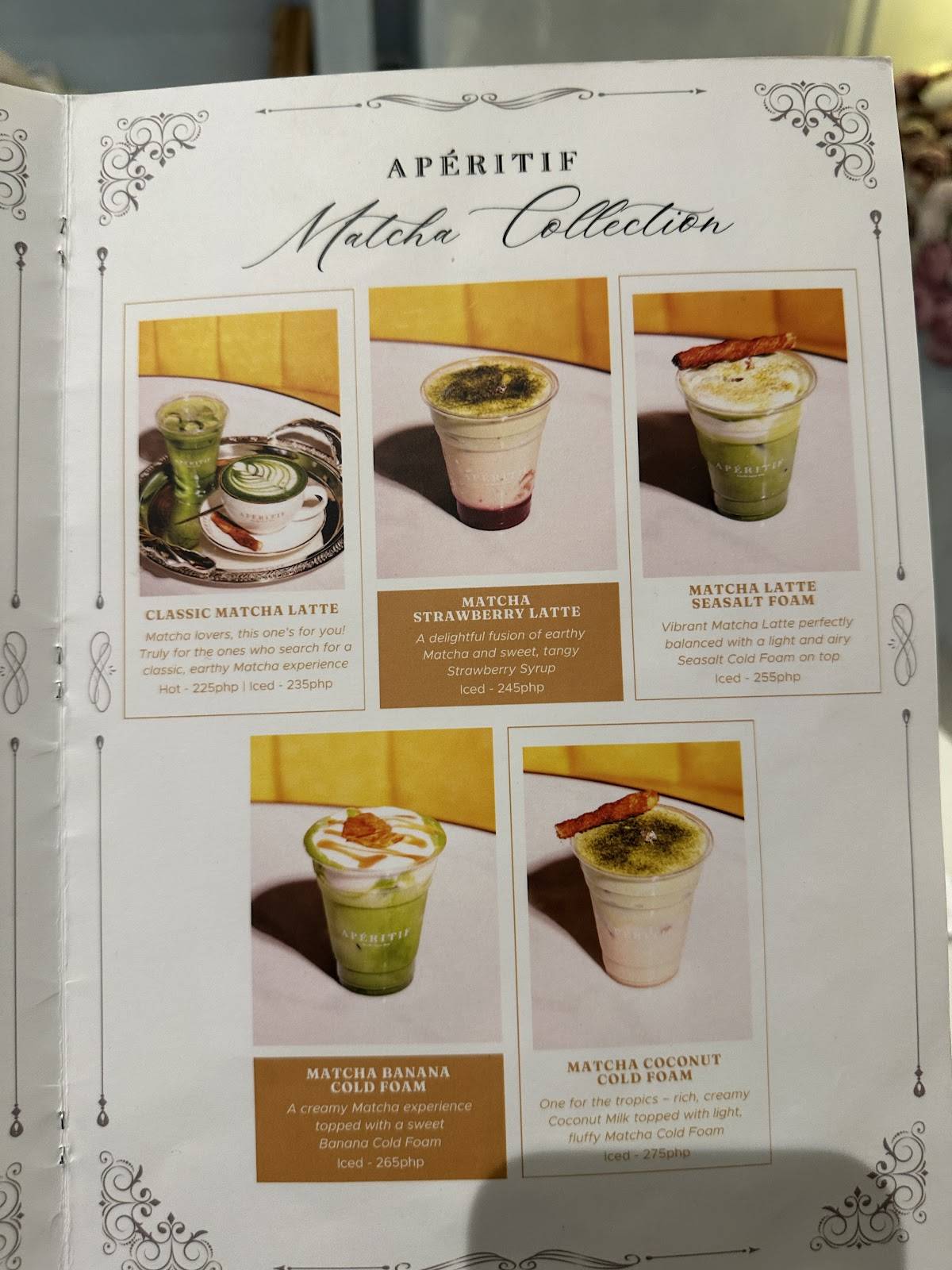 Menu at Apéritif Cafe, Mandaluyong