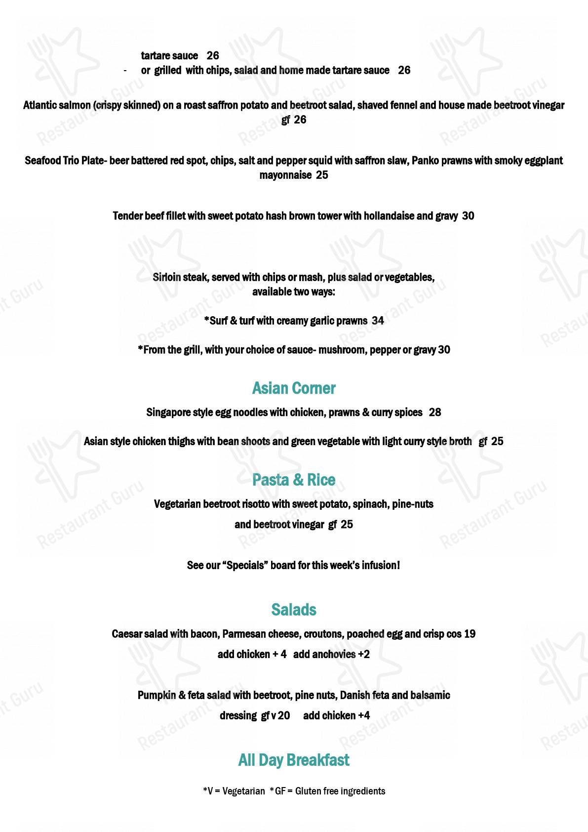 Menu at Avocados Bar & Café, Kelmscott