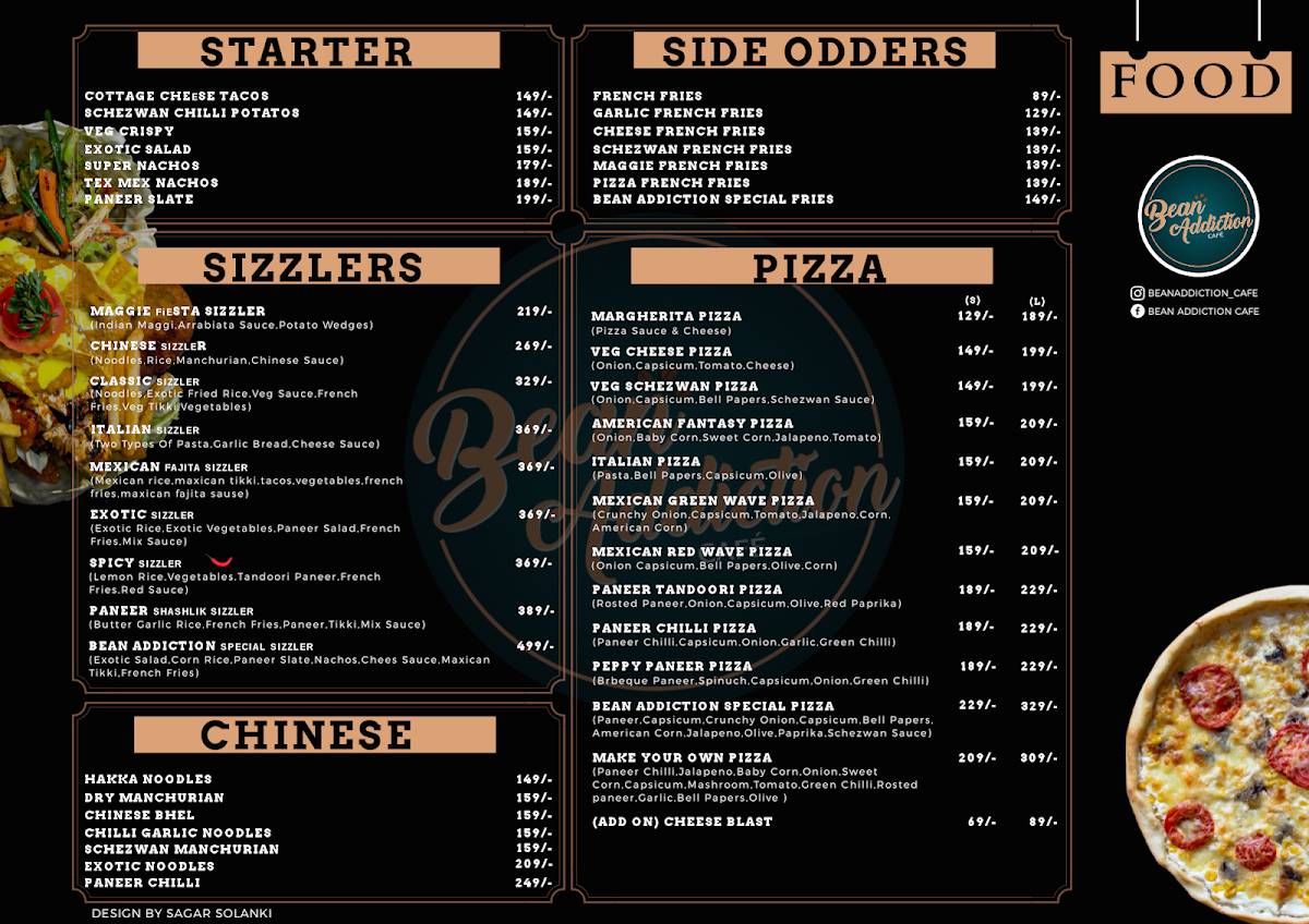 Menu at Bean Addiction Cafe, Surat, G-19