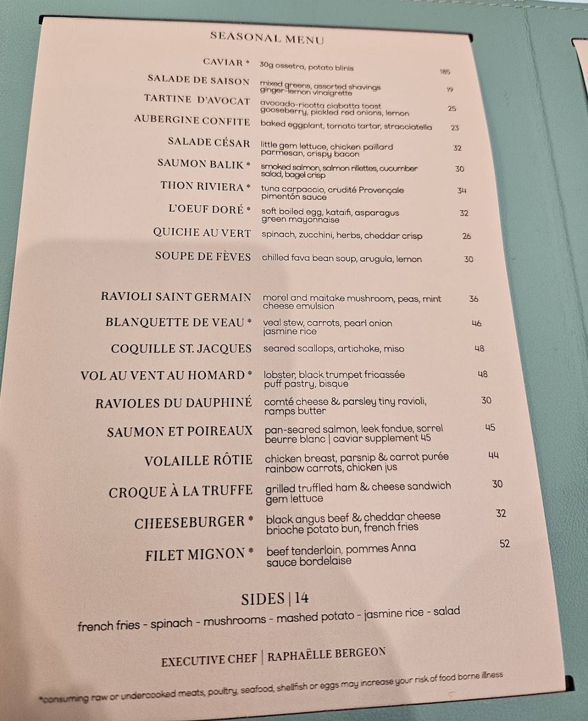 Menu at Blue Box Café by Daniel Boulud cafe, New York City, 6th Floor