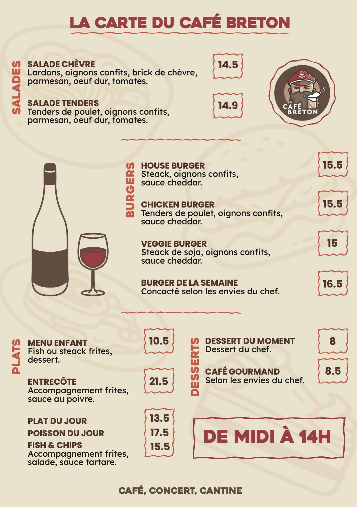 Menu au Café Breton, Perros-Guirec