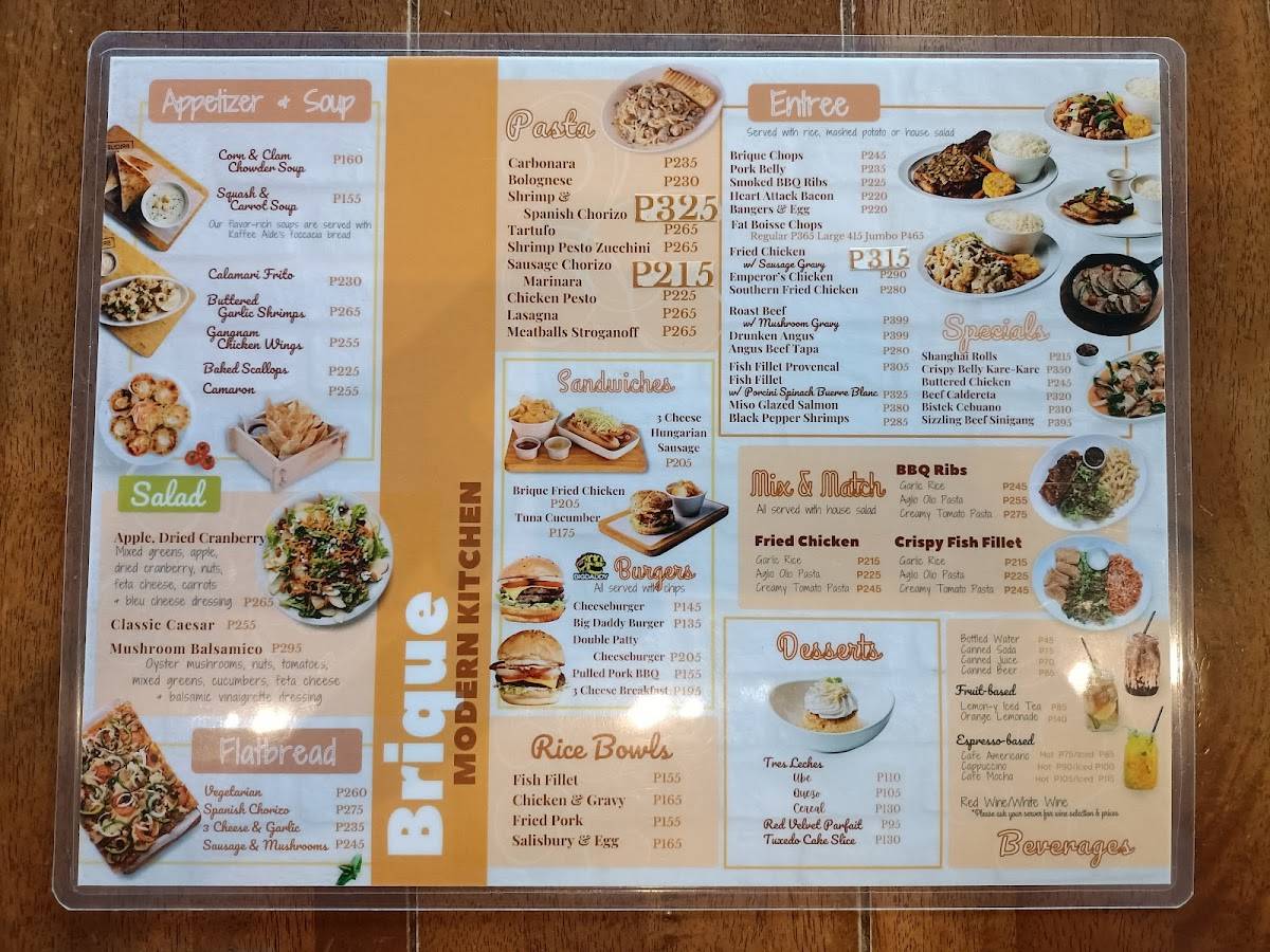 Menu at Brique Modern Kitchen cafe, Cebu City, ayala center cebu