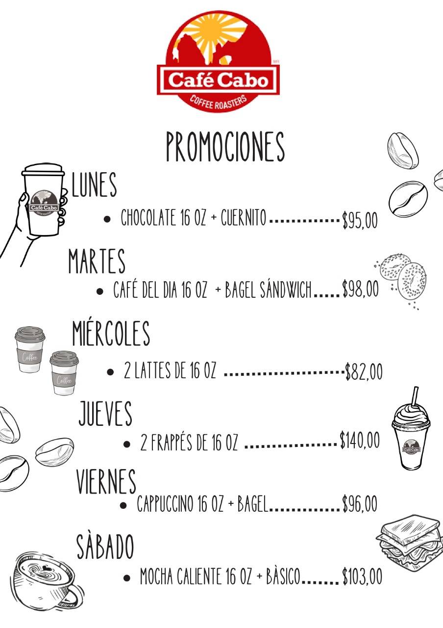 Menu at Café Cabo, Cabo San Lucas, Lázaro Cárdenas Entre Hidalgo y ...