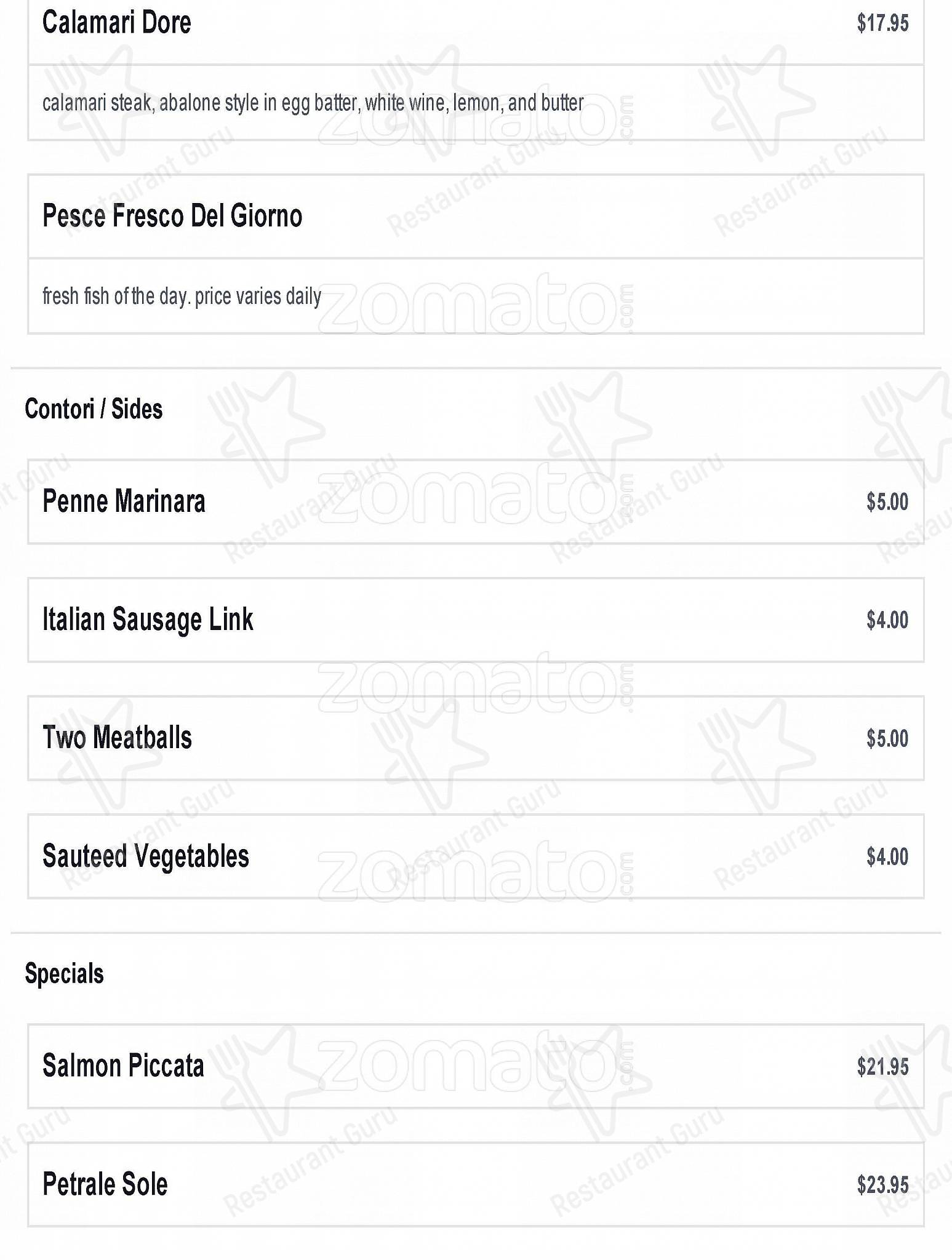 Menu at Caffe Giostra restaurant, Petaluma, N McDowell Blvd