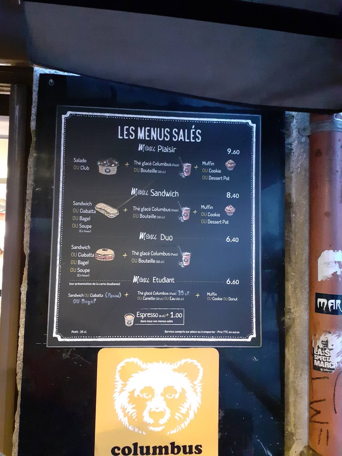 Menu at Columbus Café & Co, Rennes, 1 Pl. Sainte-Anne