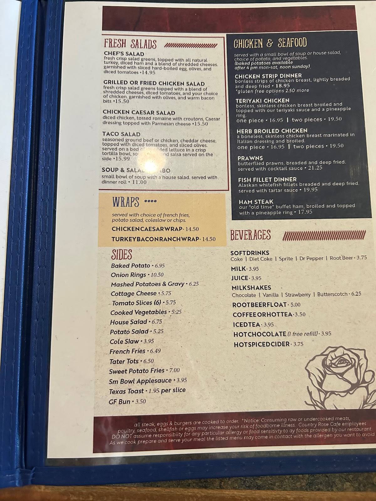 Menu at Country Rose Café cafe, Tacoma