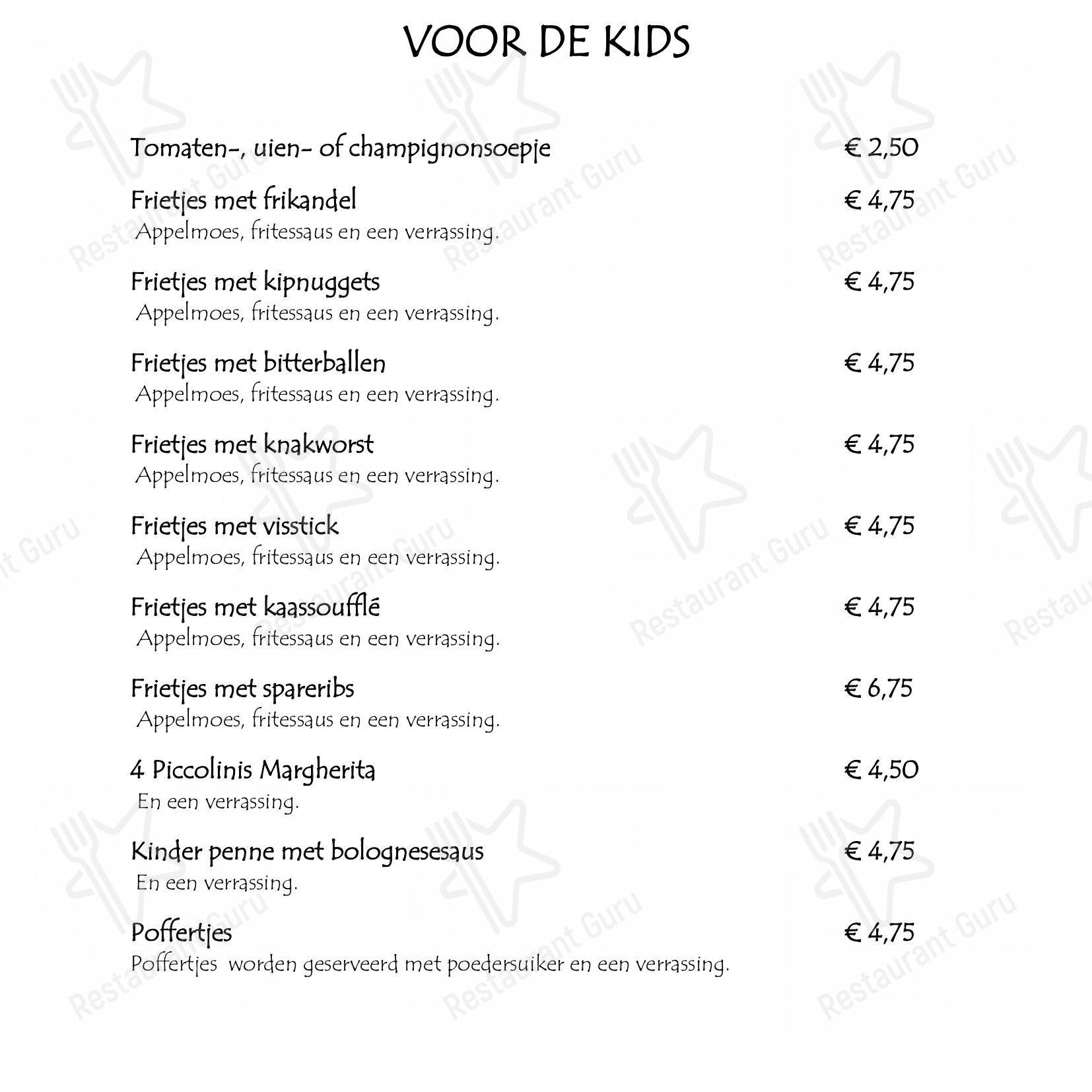 Menu at Eetcafé De Kers, Veldhoven