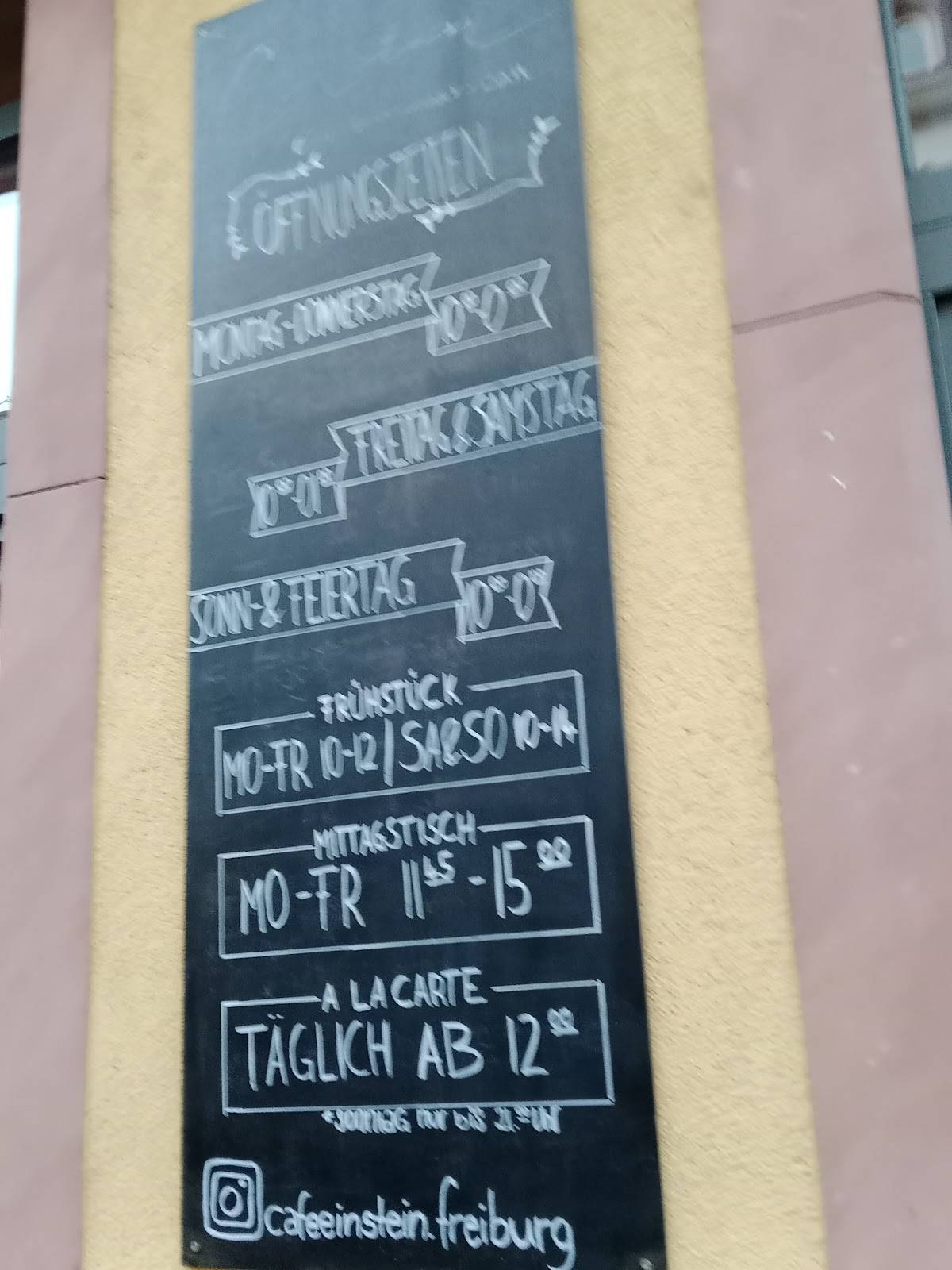 Speisekarte von Café Einstein cafe, FREIBURG IM BREISGAU