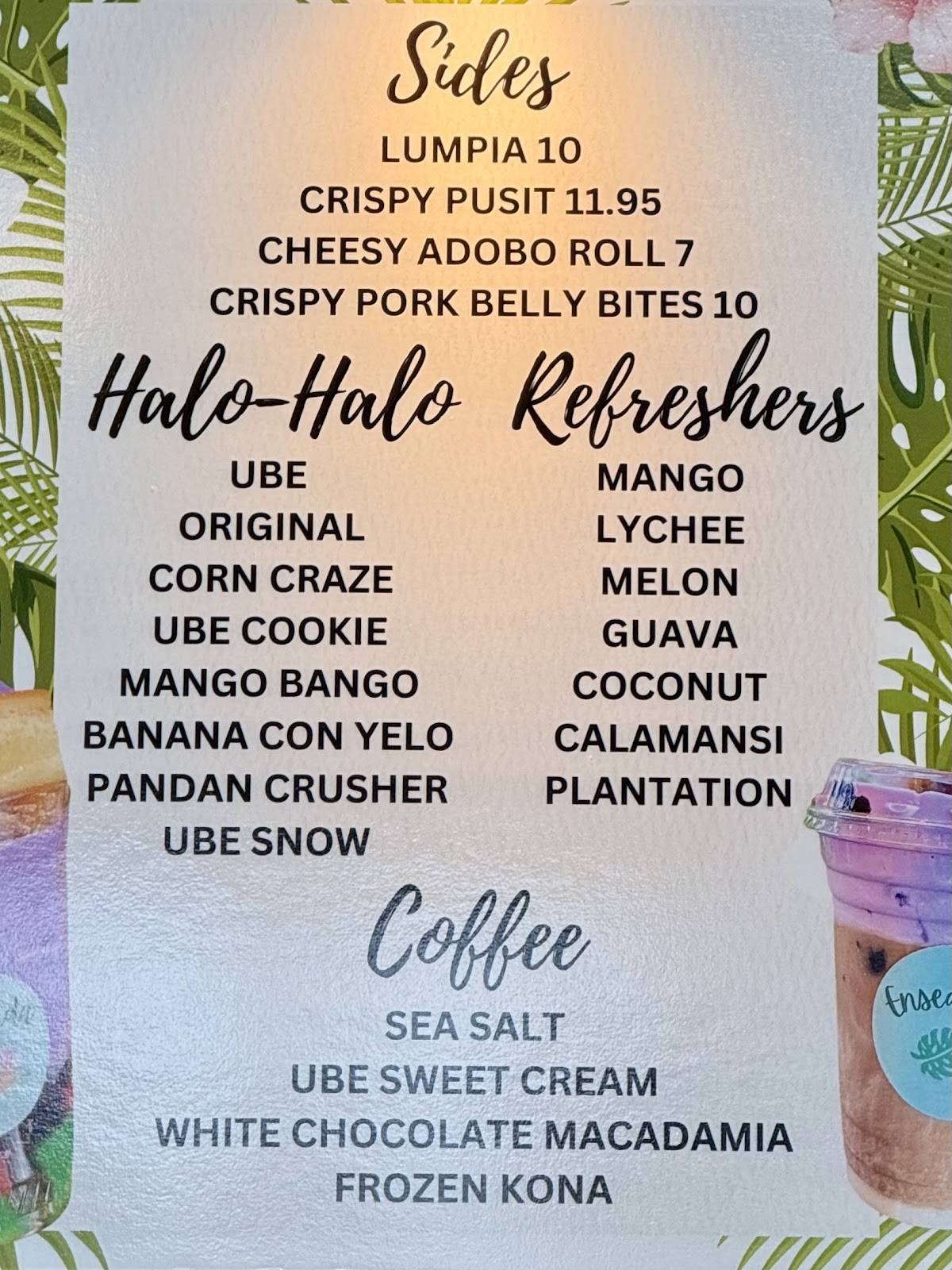 Menu at Enseamada Cafe, Everett