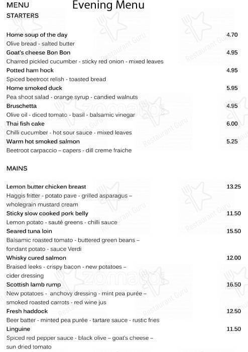 Menu at Cafe Grande, Edinburgh, 182-184 Bruntsfield Pl