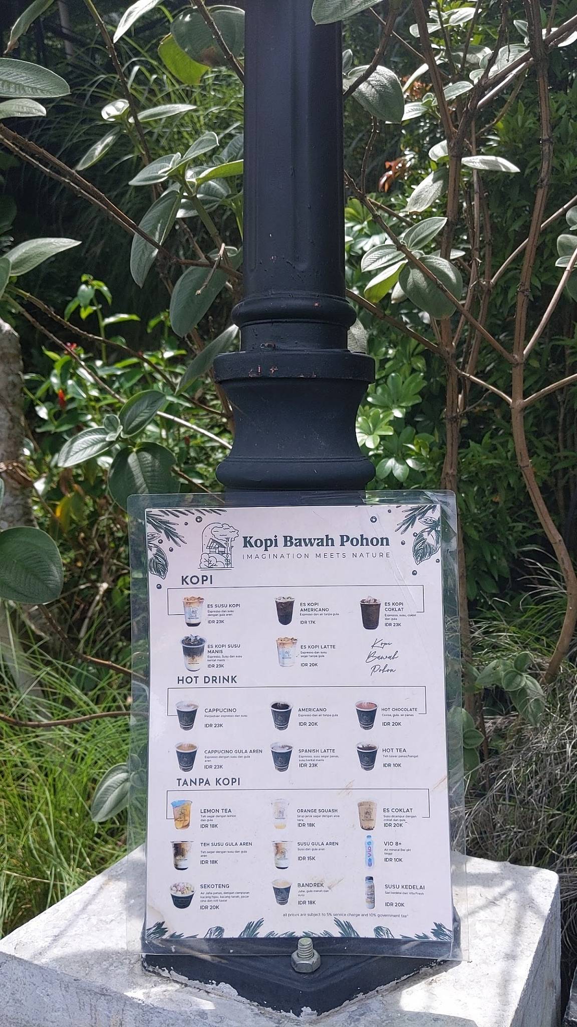 Menu at Kopi Bawah Pohon Cafe, Bandung