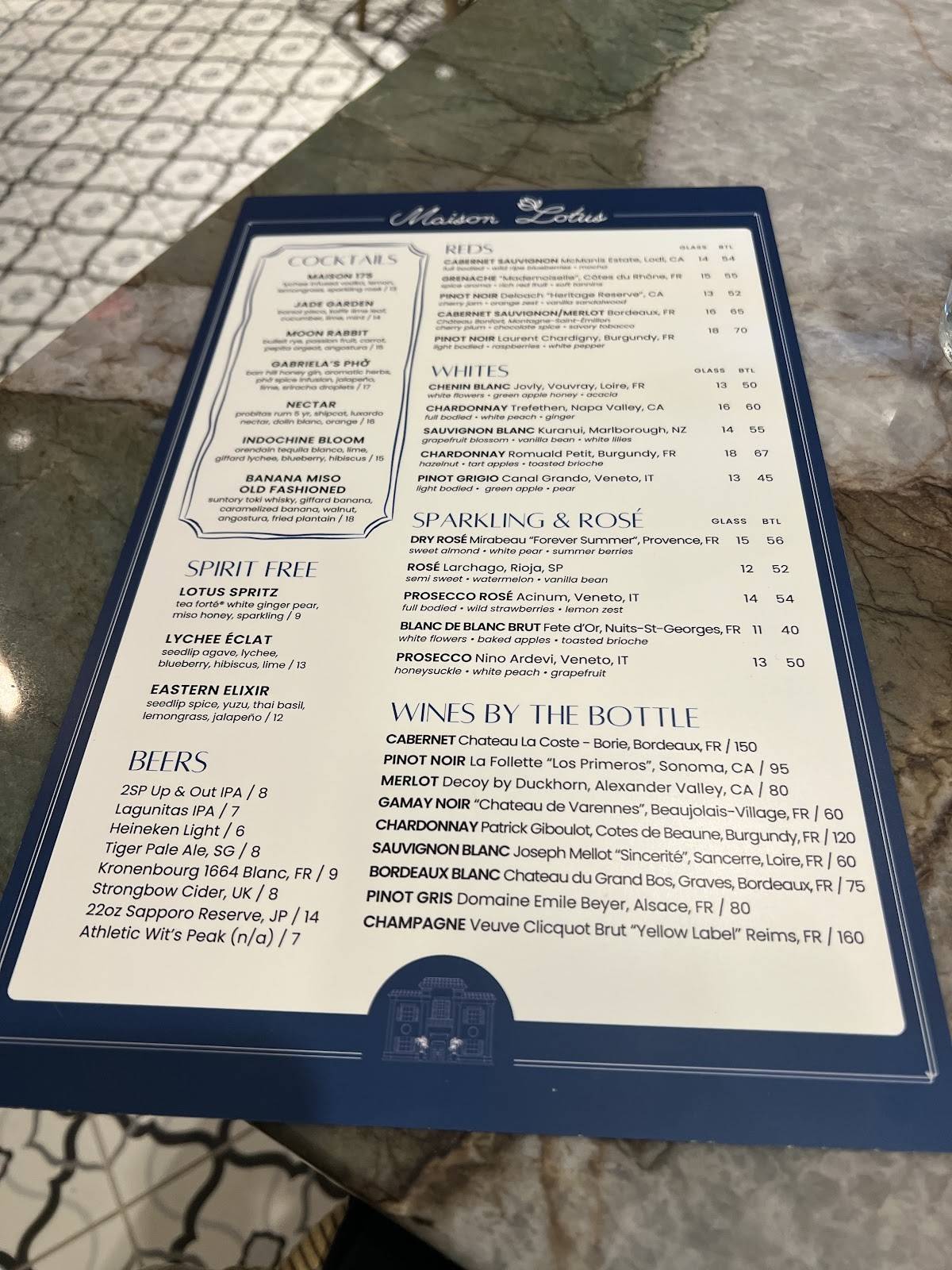 Menu at Maison Lotus cafe, Wayne
