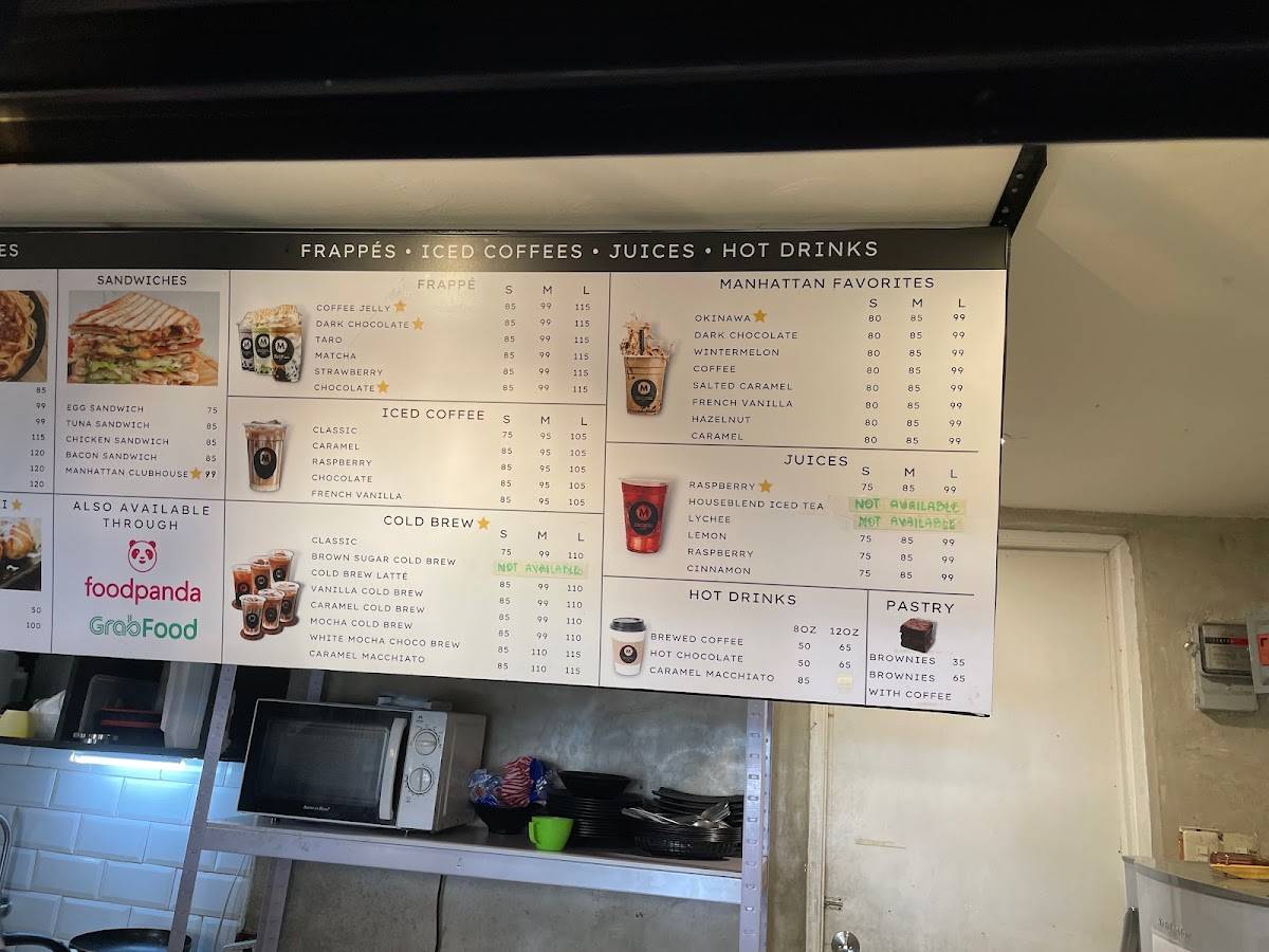 Menu at Manhattan Cafe, Pasig