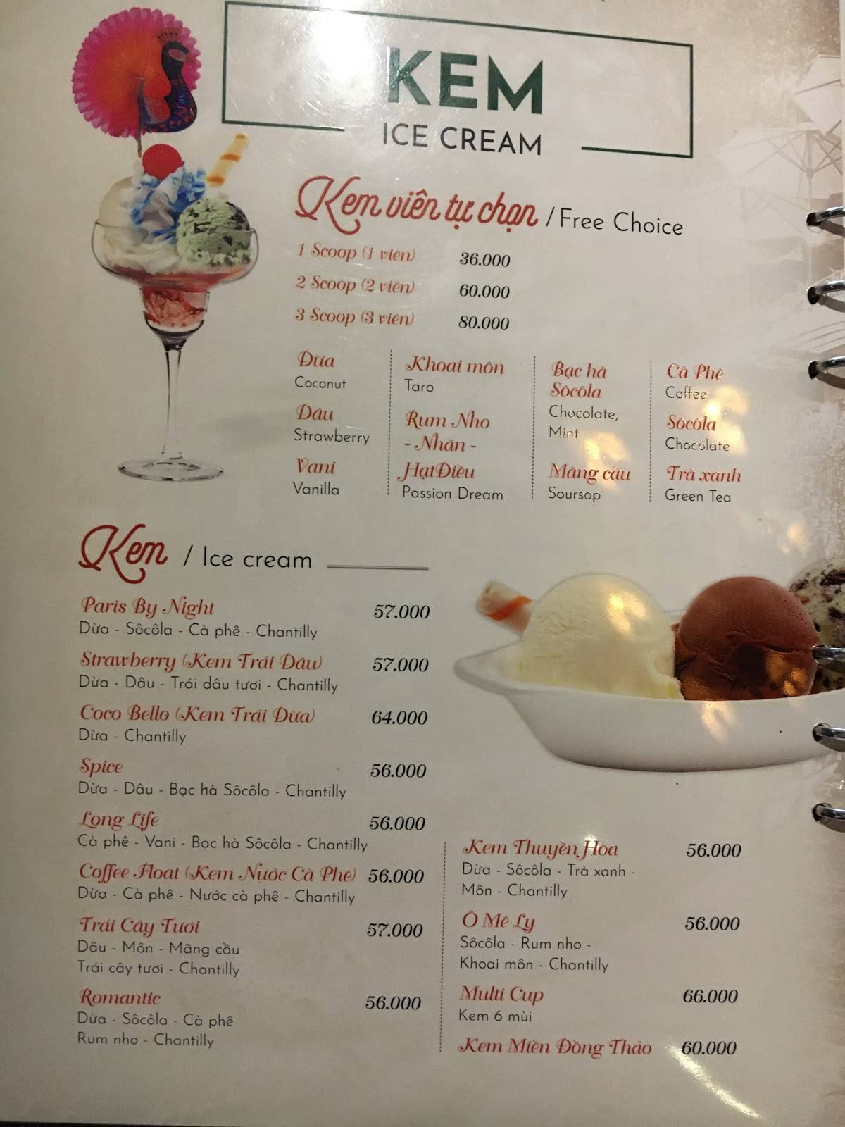 Carta del café Mien Dong Thao Coffee, Ciudad Ho Chi Minh (Saigón)