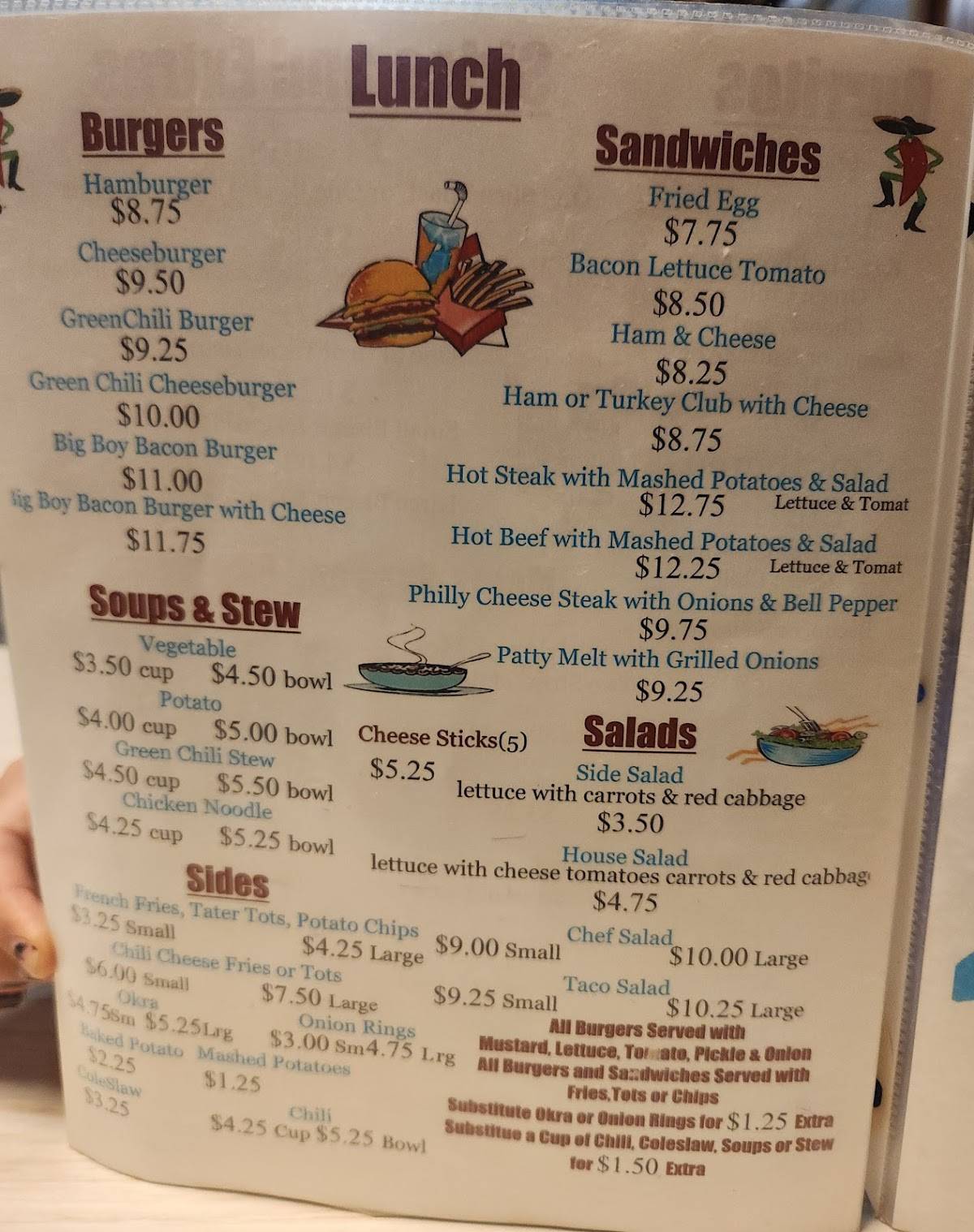 Menu at Mom's Cafe, Clovis
