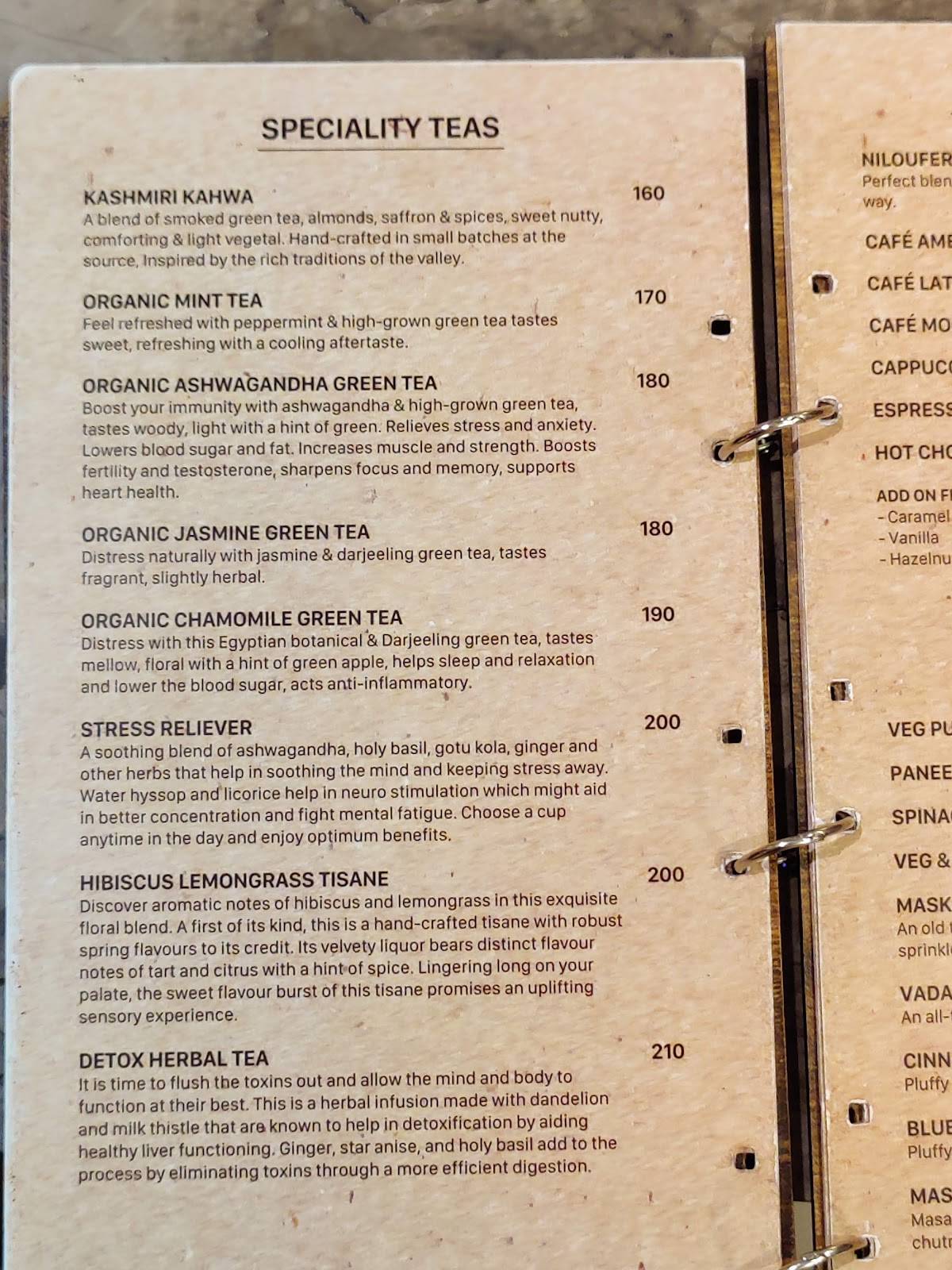 Menu at Cafe Niloufer Himayatnagar, Hyderabad